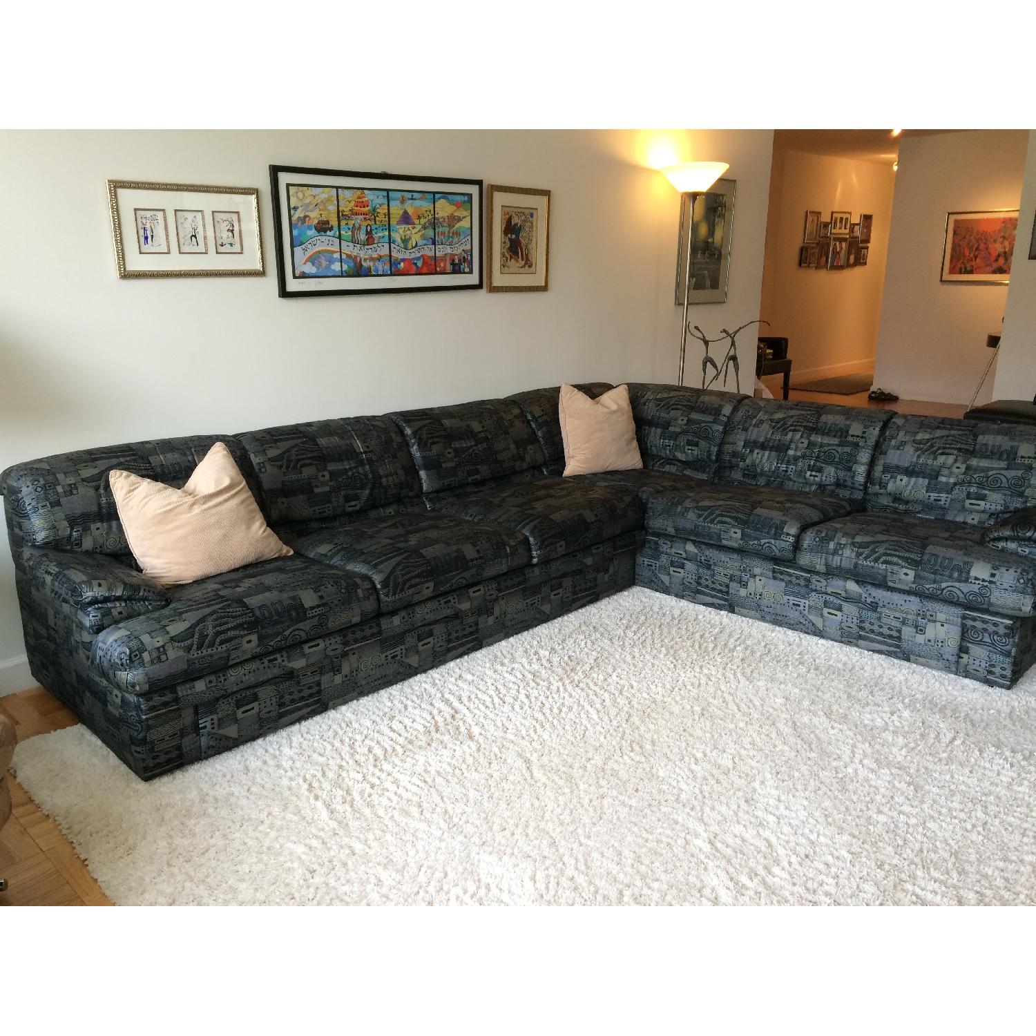 Charcoal Patterned Sectional Sofa - AptDeco