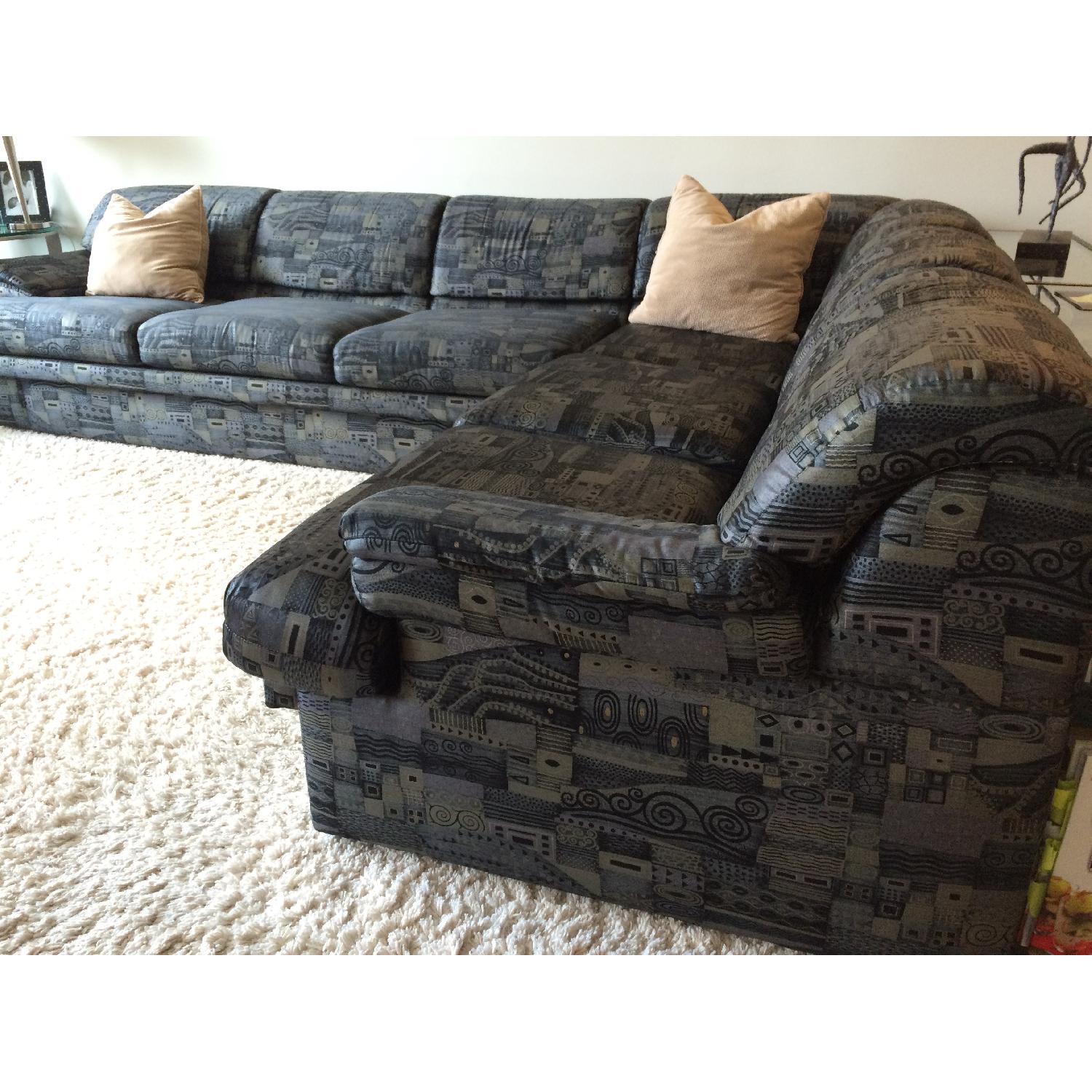Charcoal Patterned Sectional Sofa - AptDeco