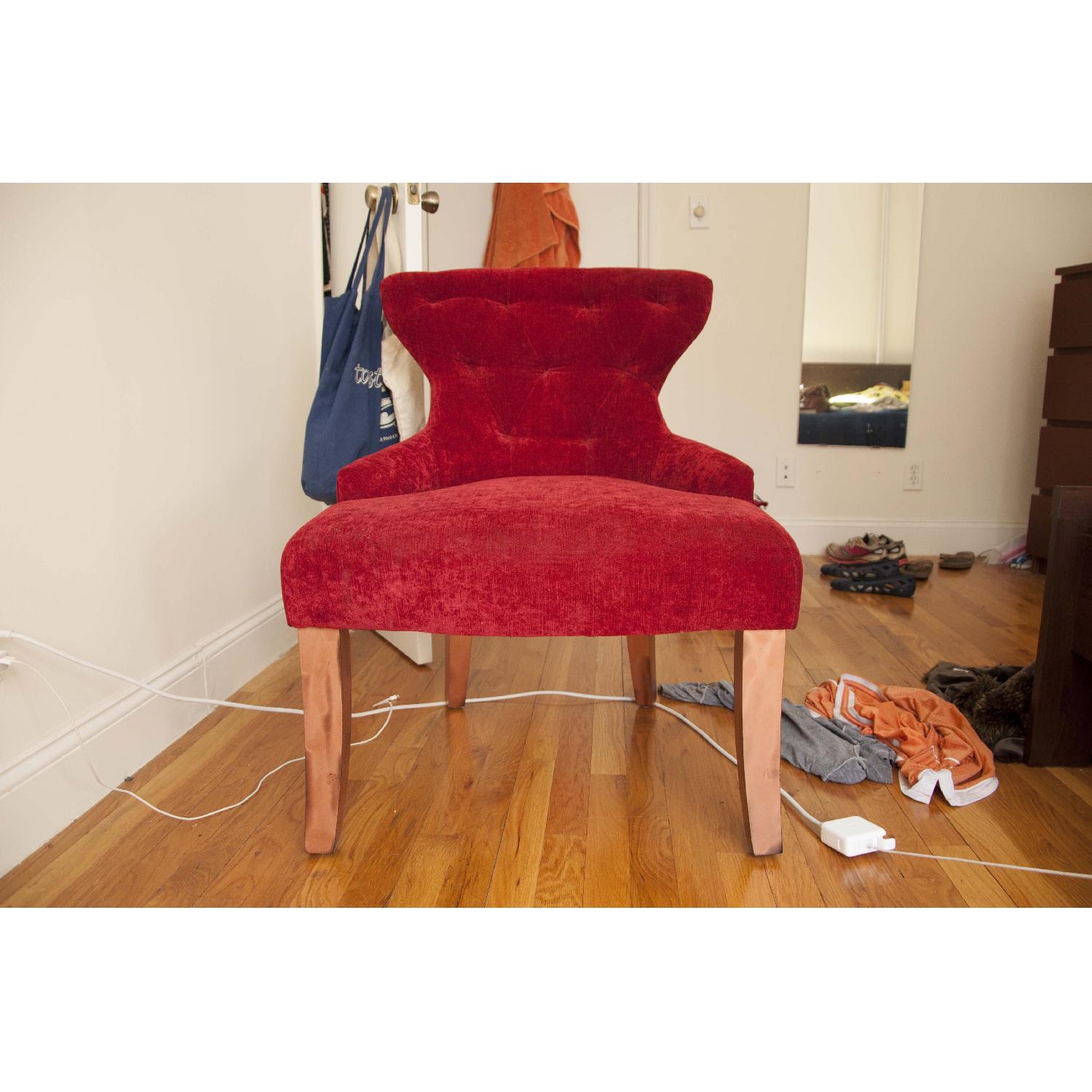 Target Red Velvet Wingtip Chair - AptDeco