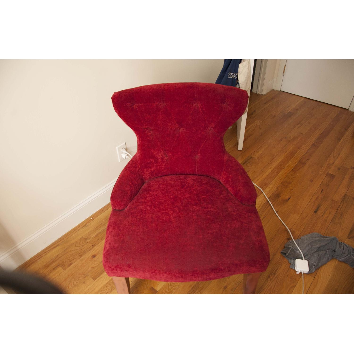 Target Red Velvet Wingtip Chair - AptDeco
