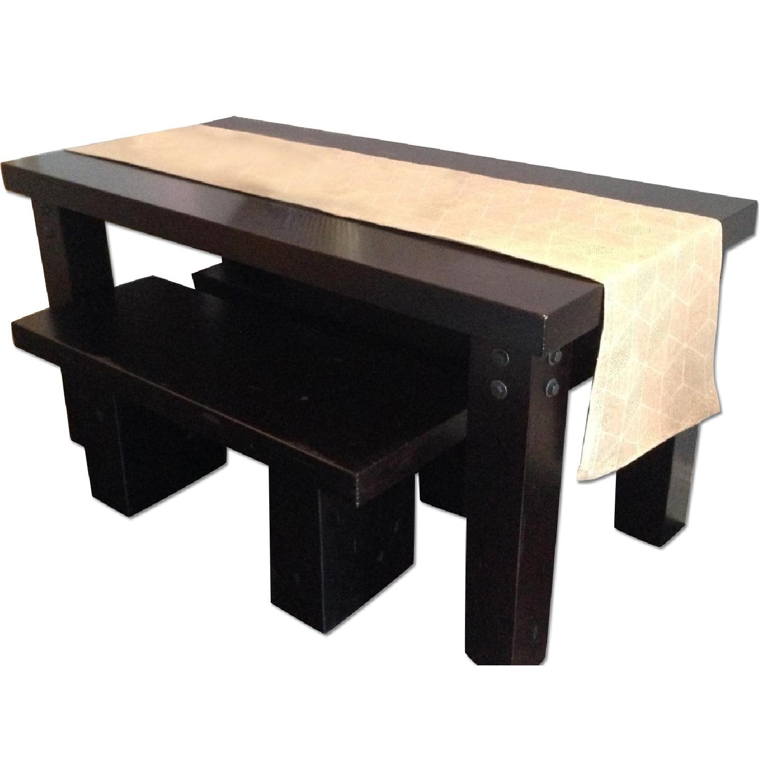 Canadel Custom Birch Wood Dining Table w/ 2 Benches - AptDeco