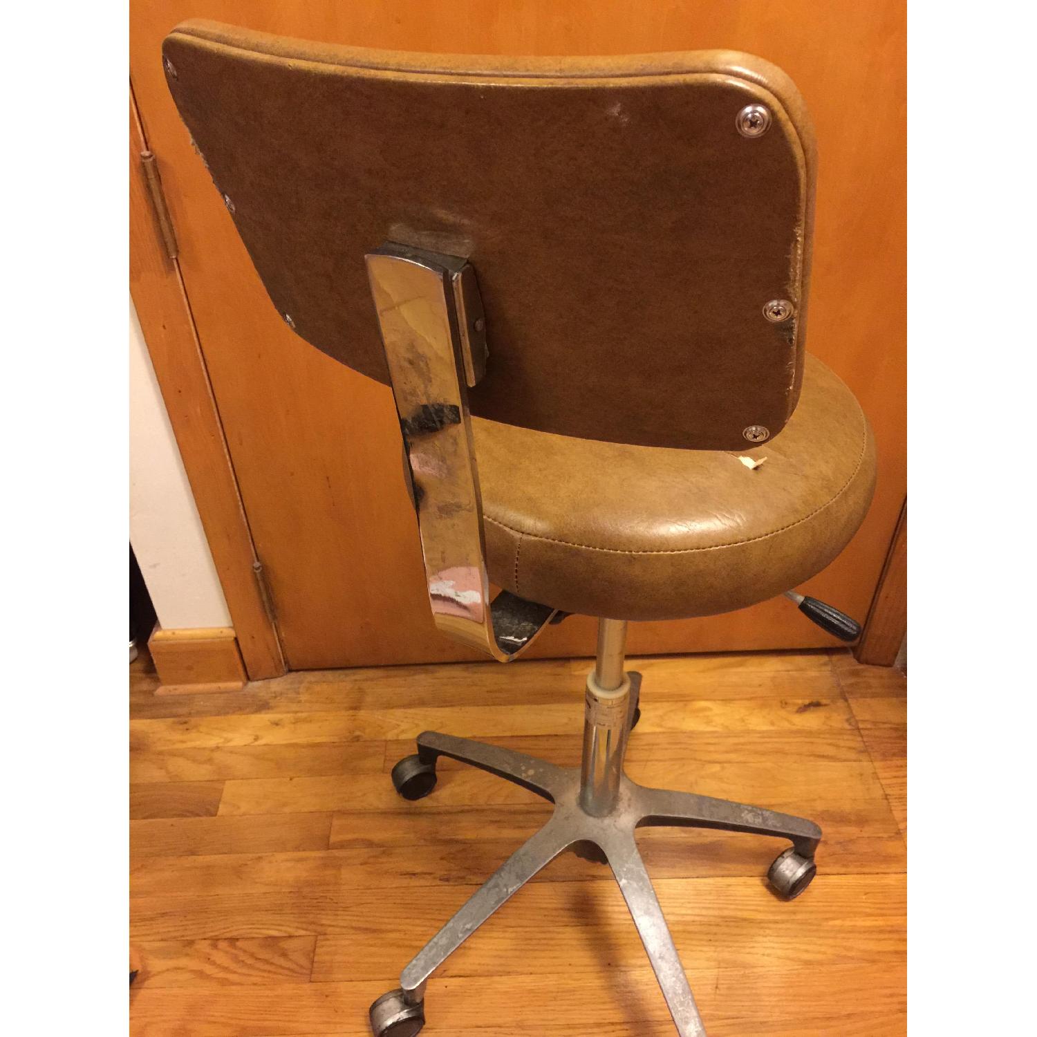 PDM Brown Leather Stool Chair - AptDeco