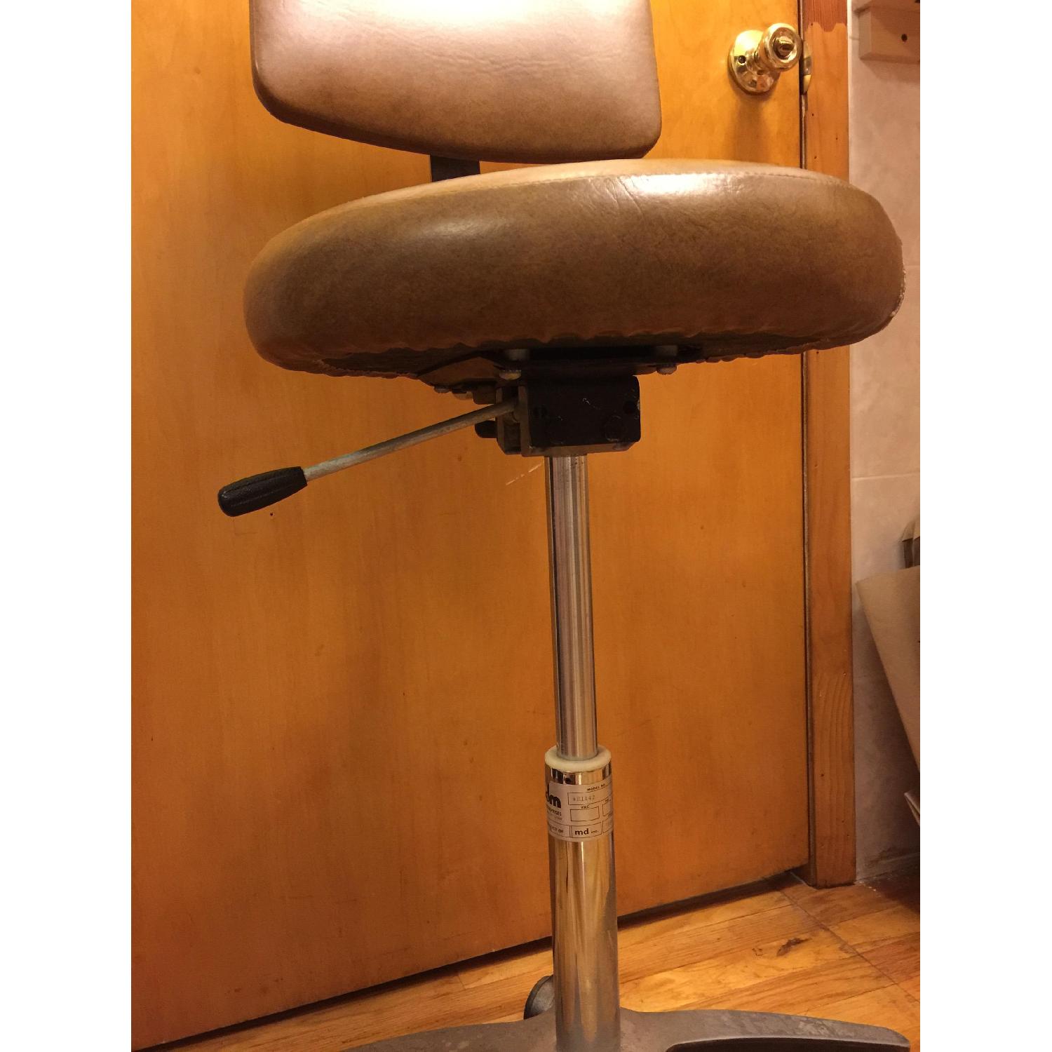 PDM Brown Leather Stool Chair - AptDeco