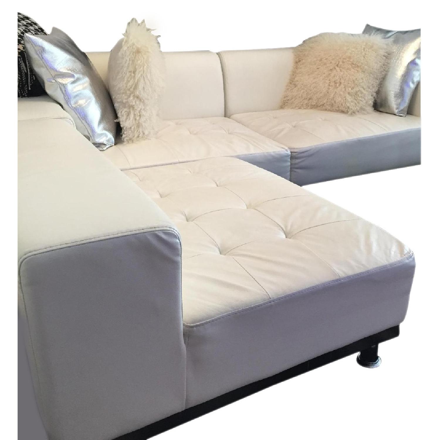 Modani White Leather Sectional - AptDeco