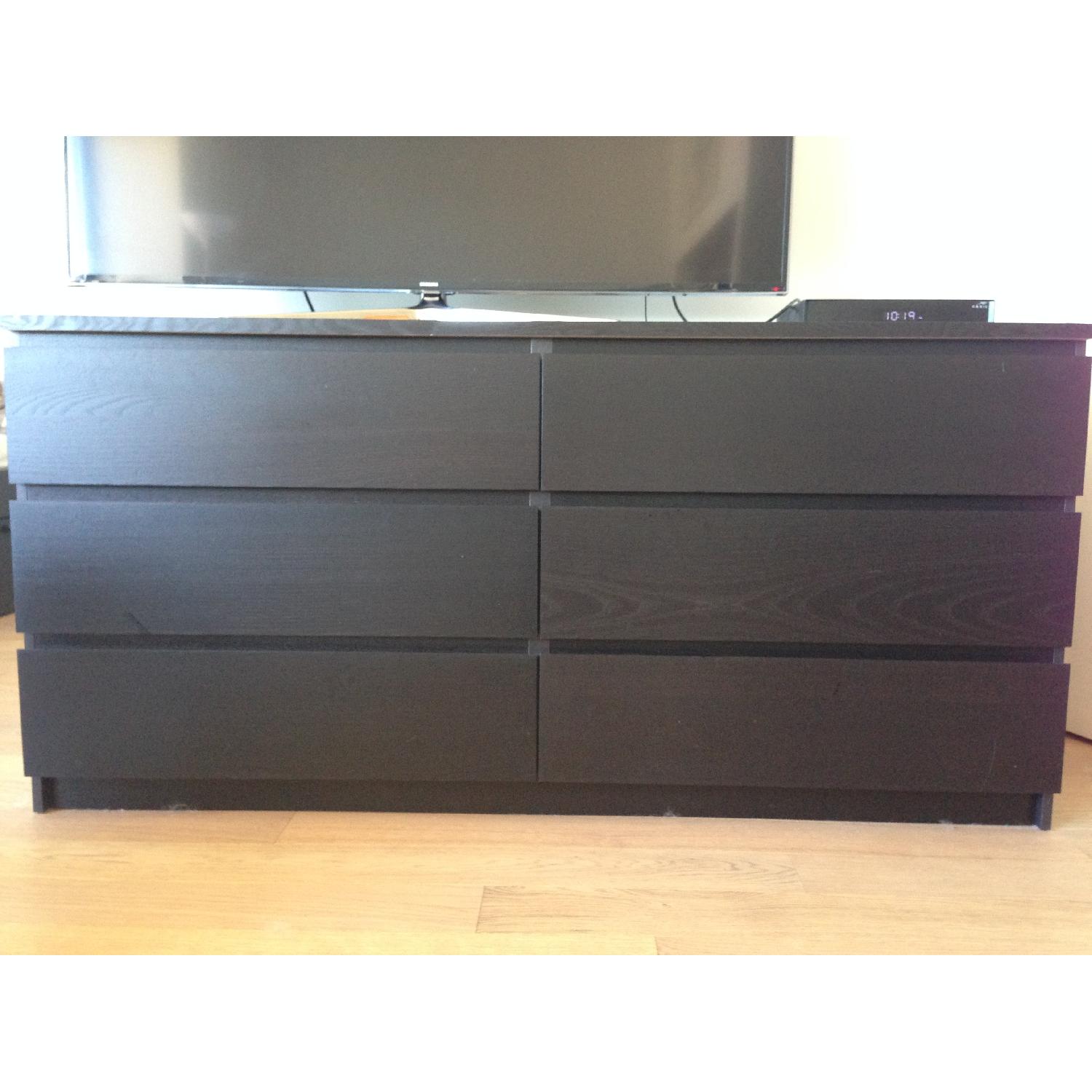 Ikea Malm Black-Brown 6-Drawer Dresser - AptDeco