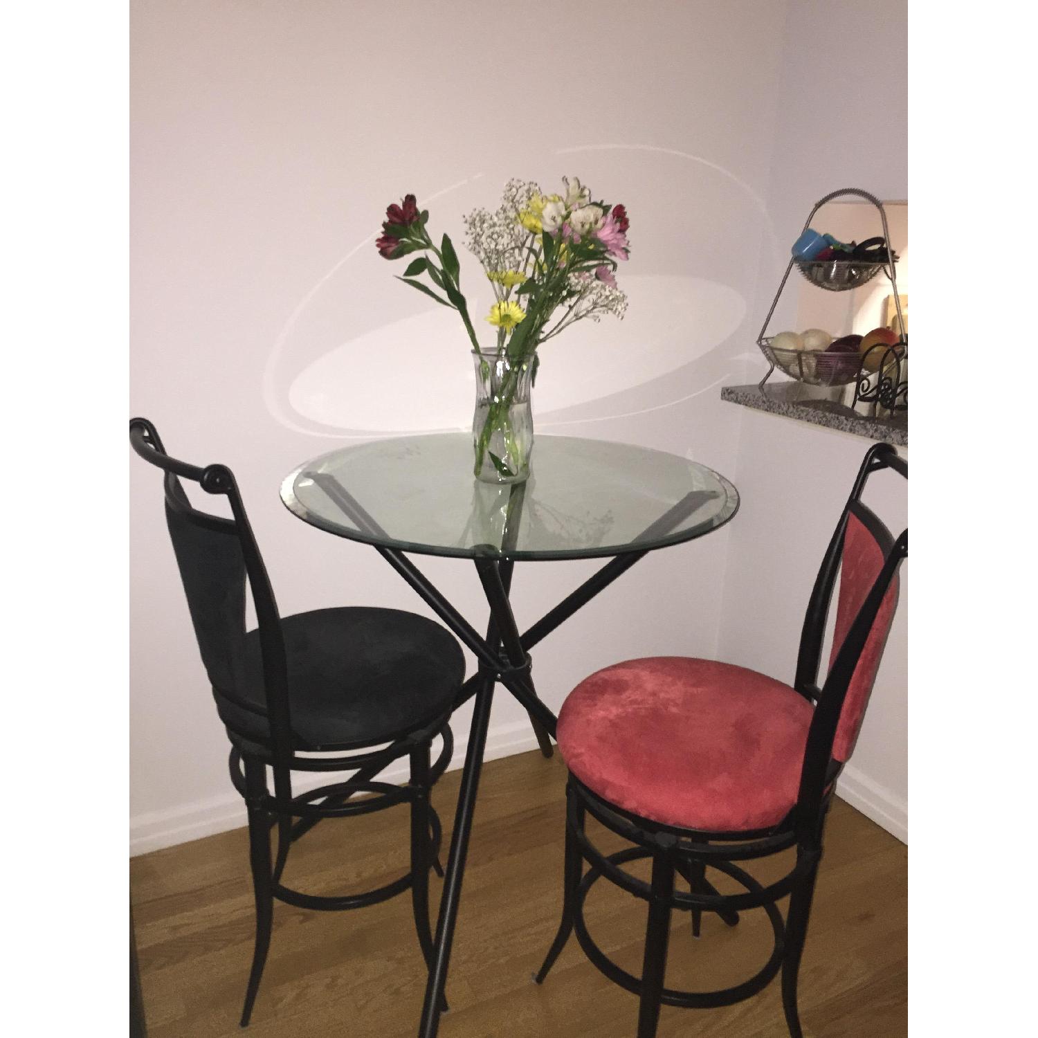 Bob's Bar Height Glass Kitchen Table w/ 4 Chairs - AptDeco