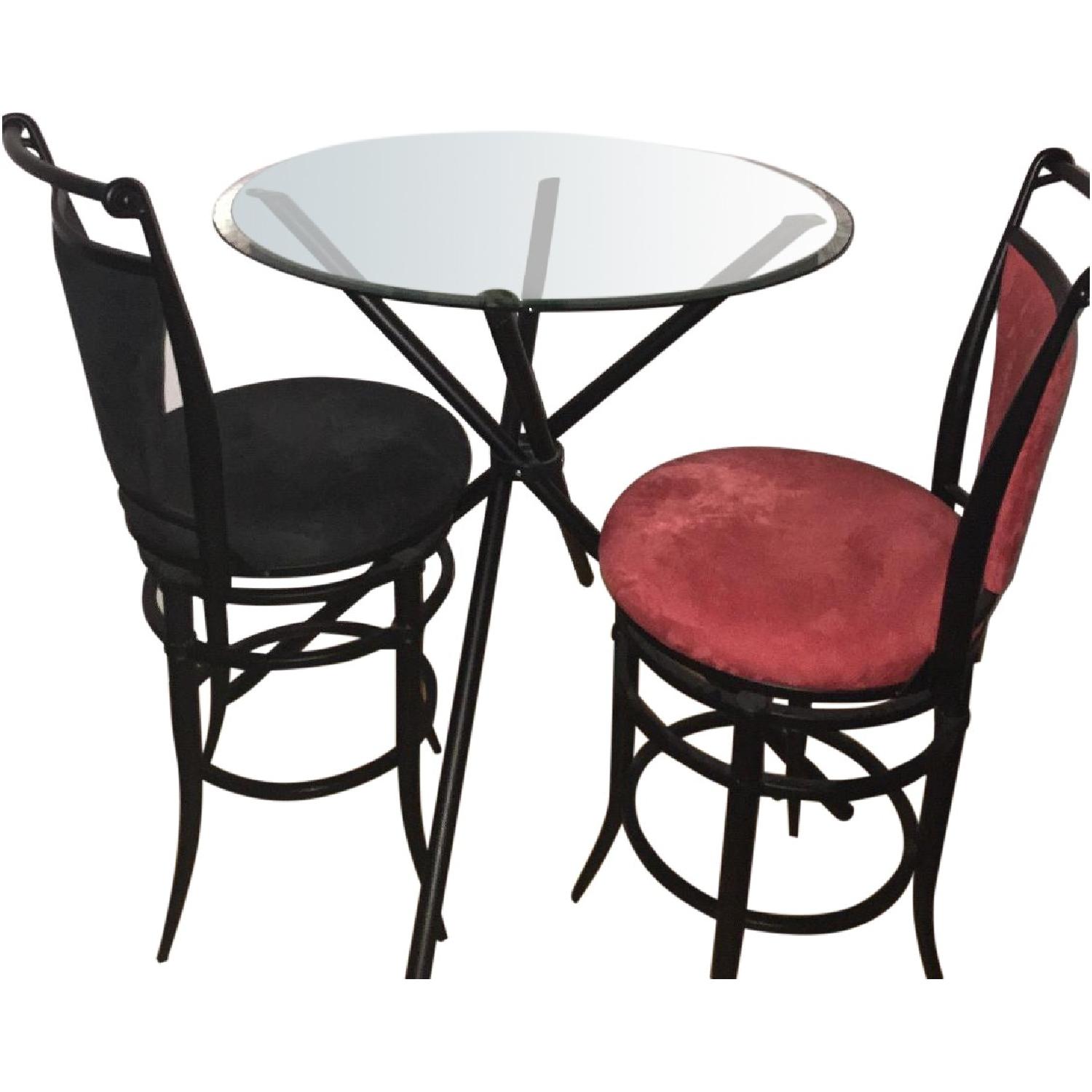 Bob's Bar Height Glass Kitchen Table w/ 4 Chairs - AptDeco