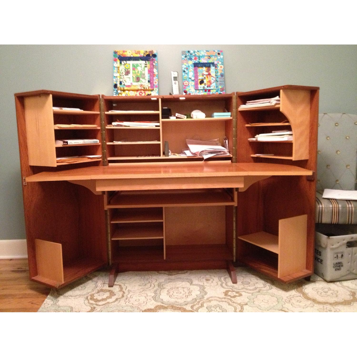 Custom-Crafted Oak Secretary Desk - AptDeco