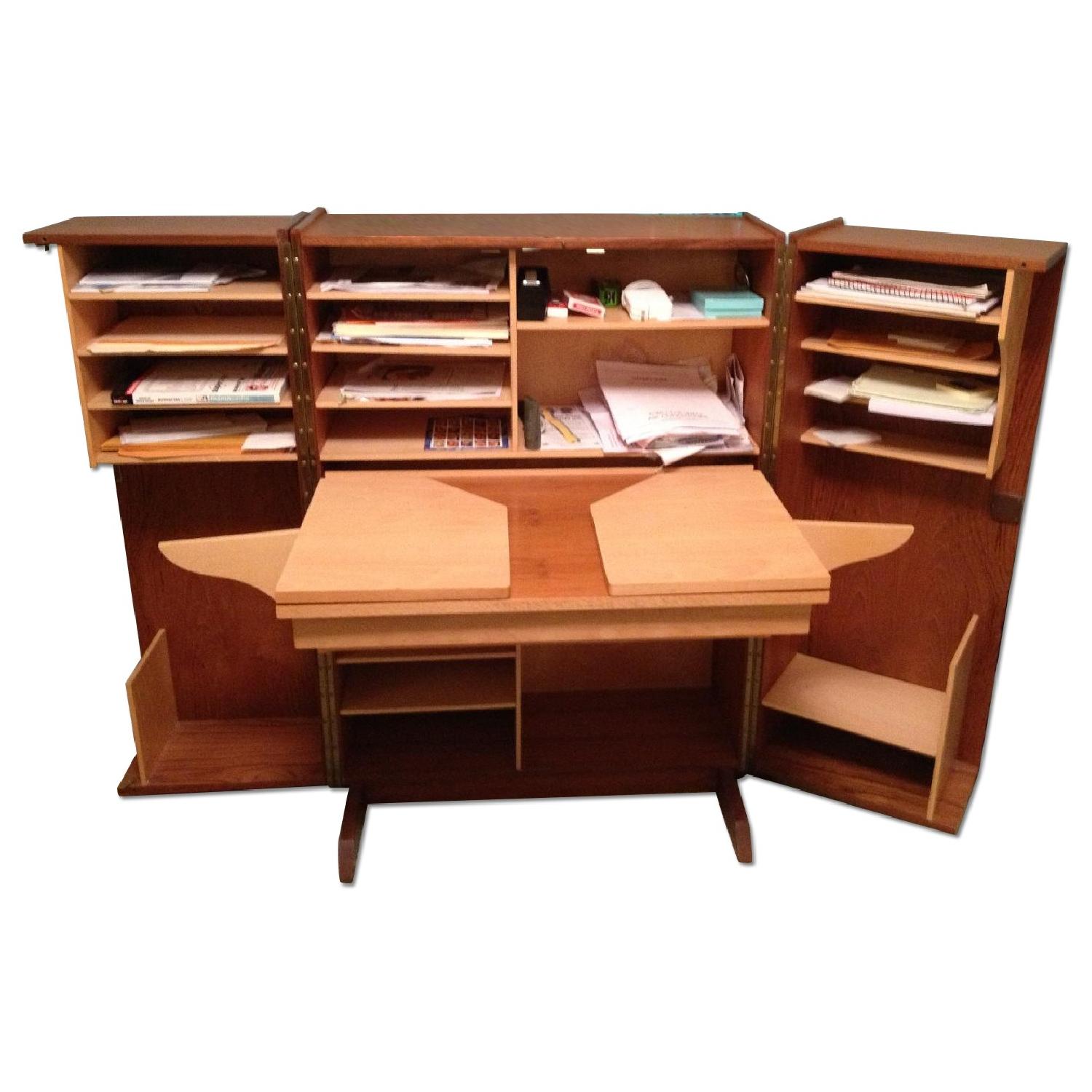Custom-Crafted Oak Secretary Desk - AptDeco