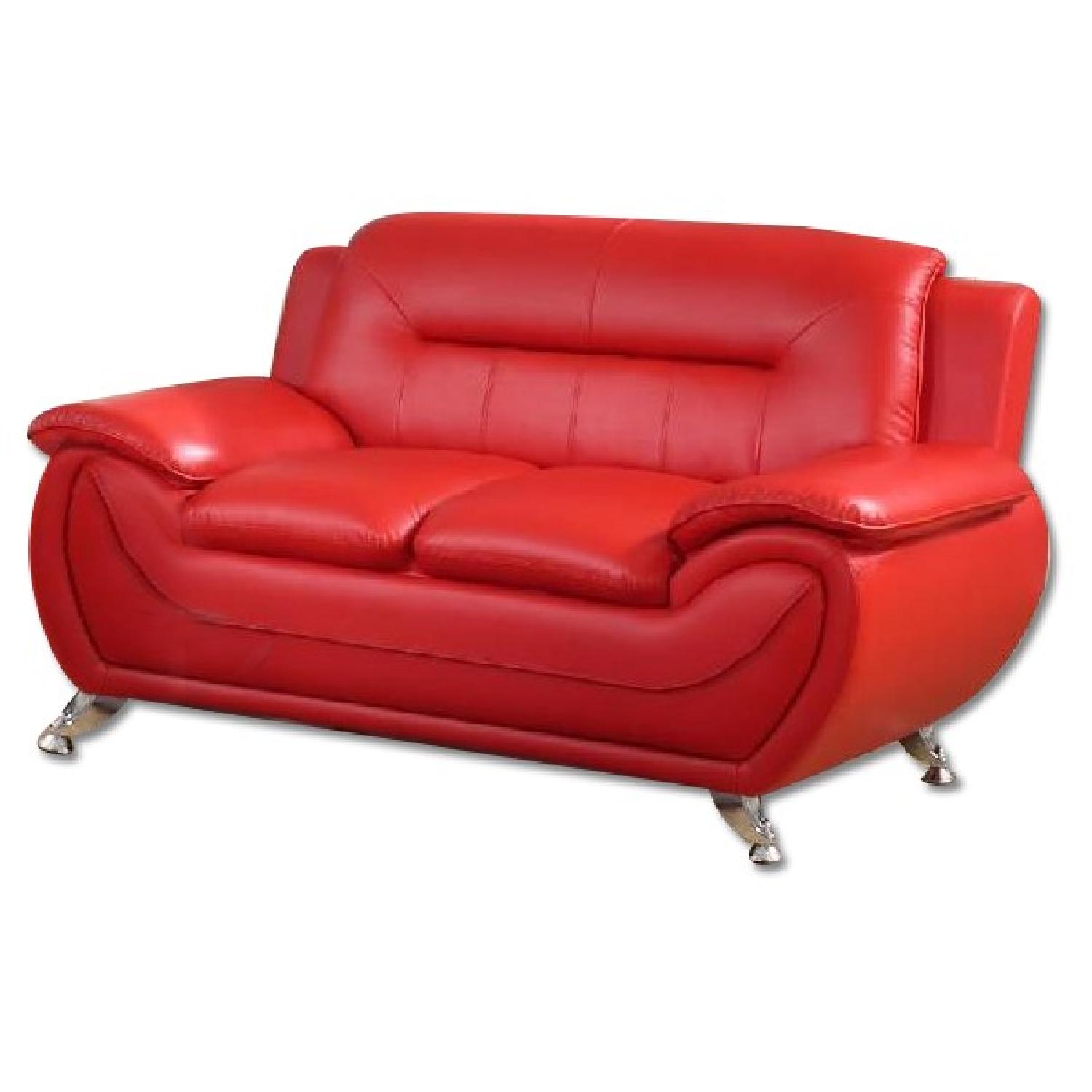 Global Trading Red Leather Sofa - AptDeco