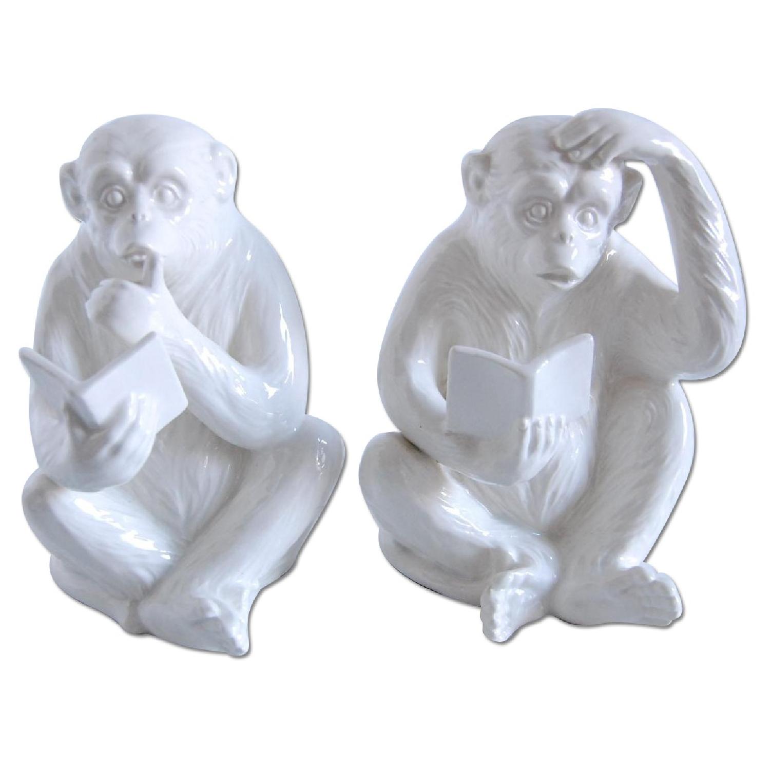 Vintage Fitz & Floyd Porcelain Monkey Bookends - AptDeco