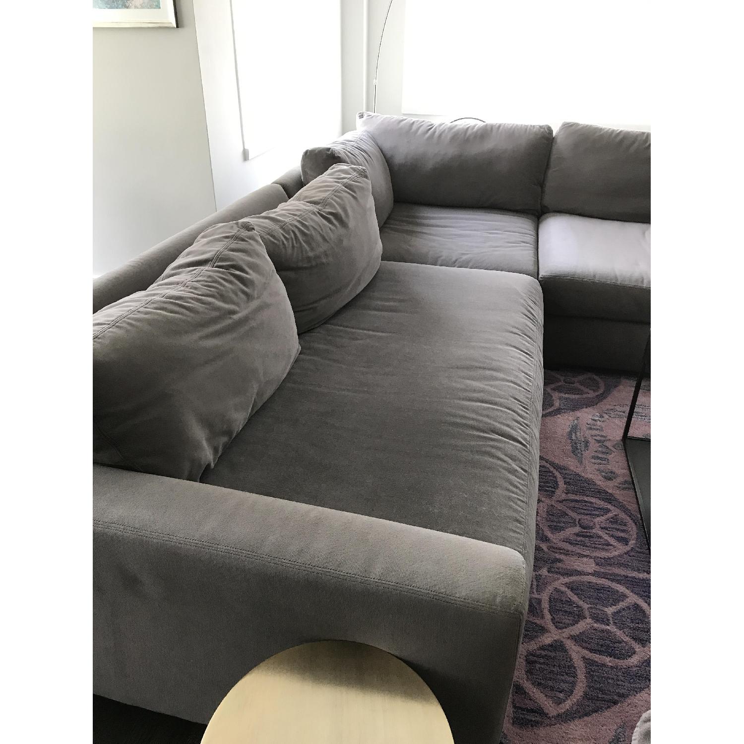 Restoration Hardware Sectional in Charcoal Perennials Velvet - AptDeco