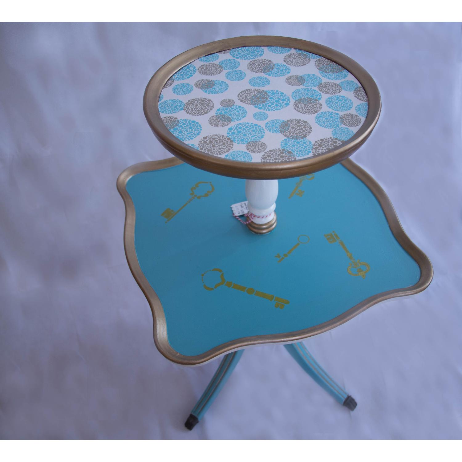 Decoupage 2 Tiered Side Table - AptDeco