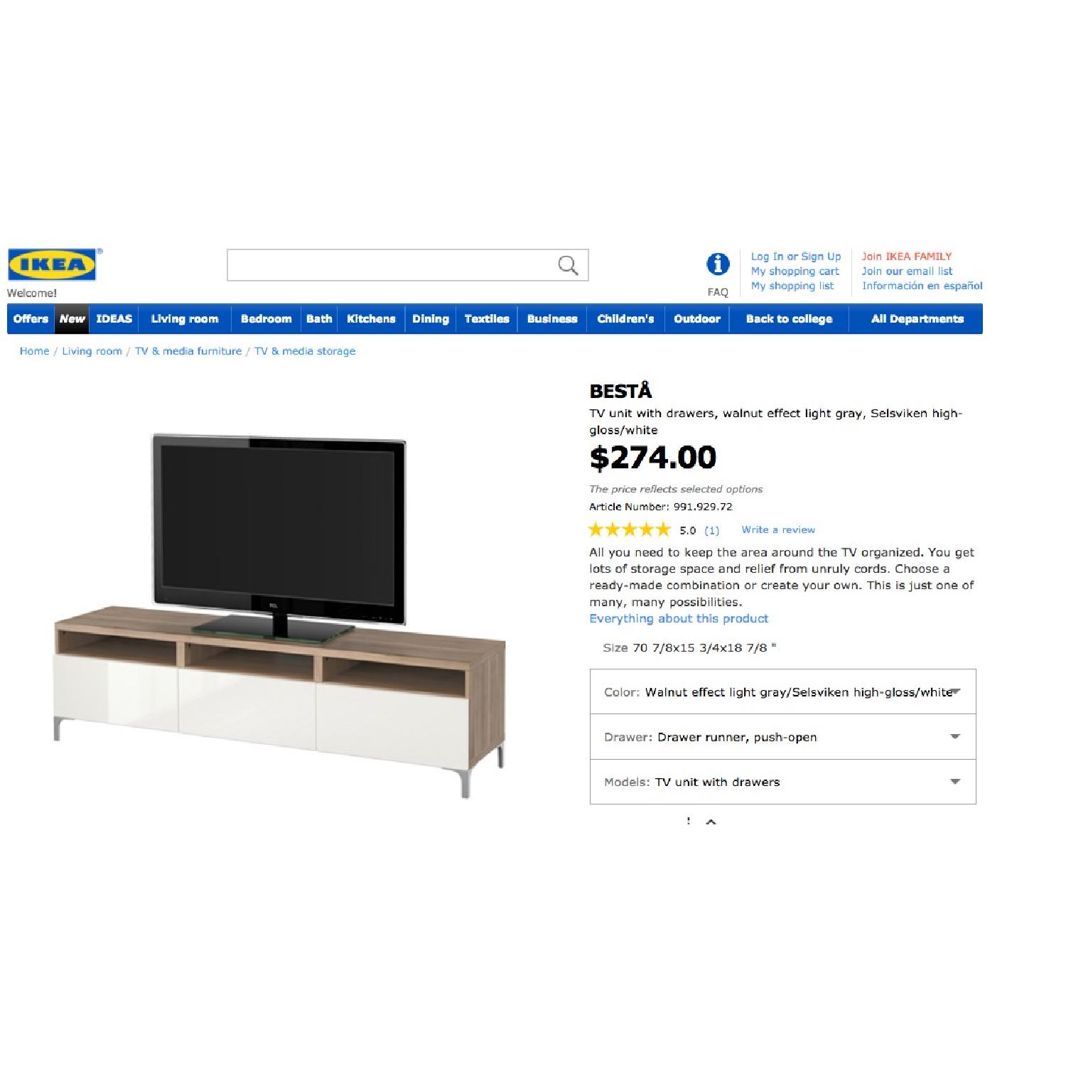 Ikea Besta TV Unit in Walnut Effect/White - AptDeco