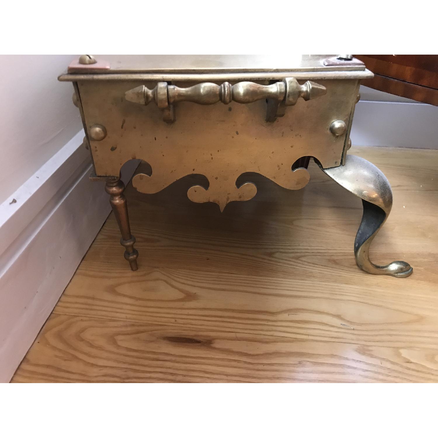 Antique English Brass Footman/Fire Stool - AptDeco