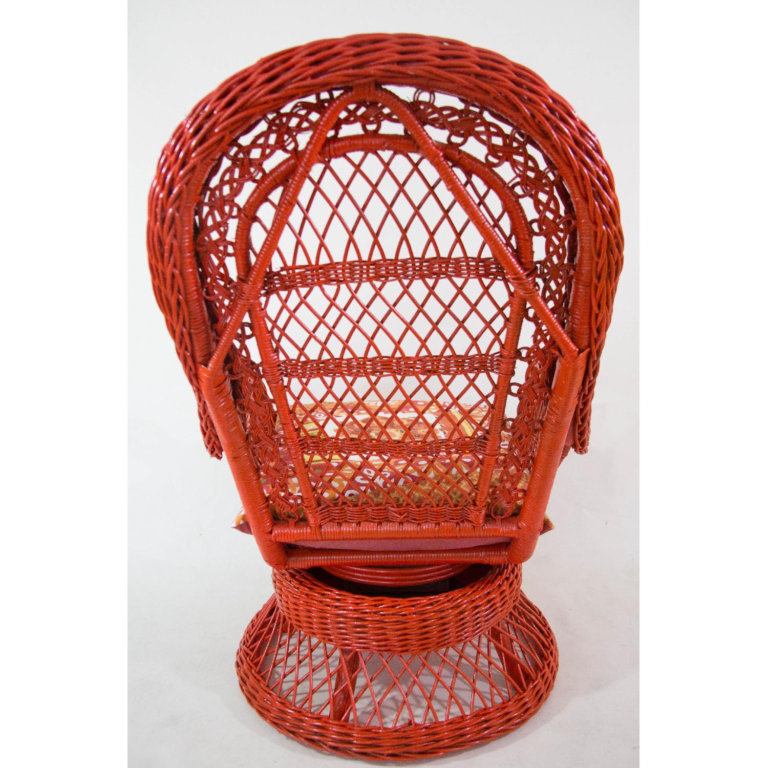 Red Wicker Rocker/Swivel Chair - AptDeco