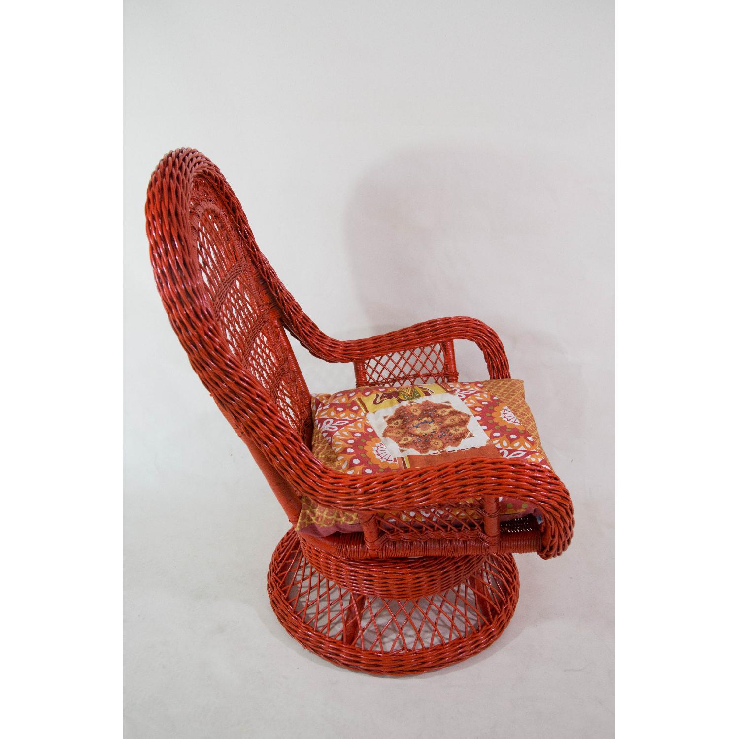 Red Wicker Rocker/Swivel Chair - AptDeco