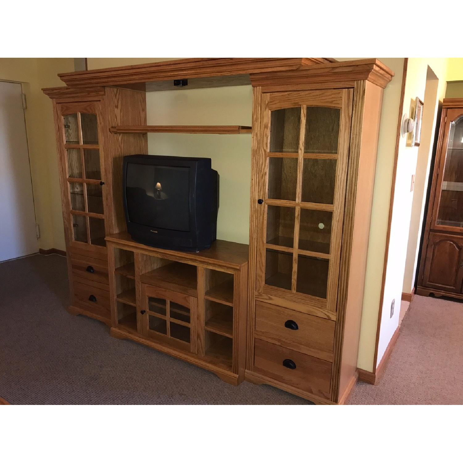 Solid Oak Entertainment Center - AptDeco
