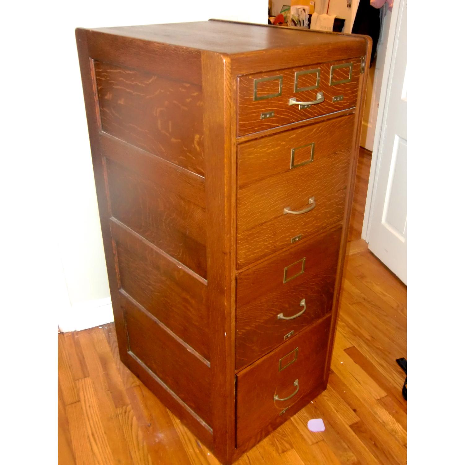 Antique Wooden Filing Cabinet - AptDeco