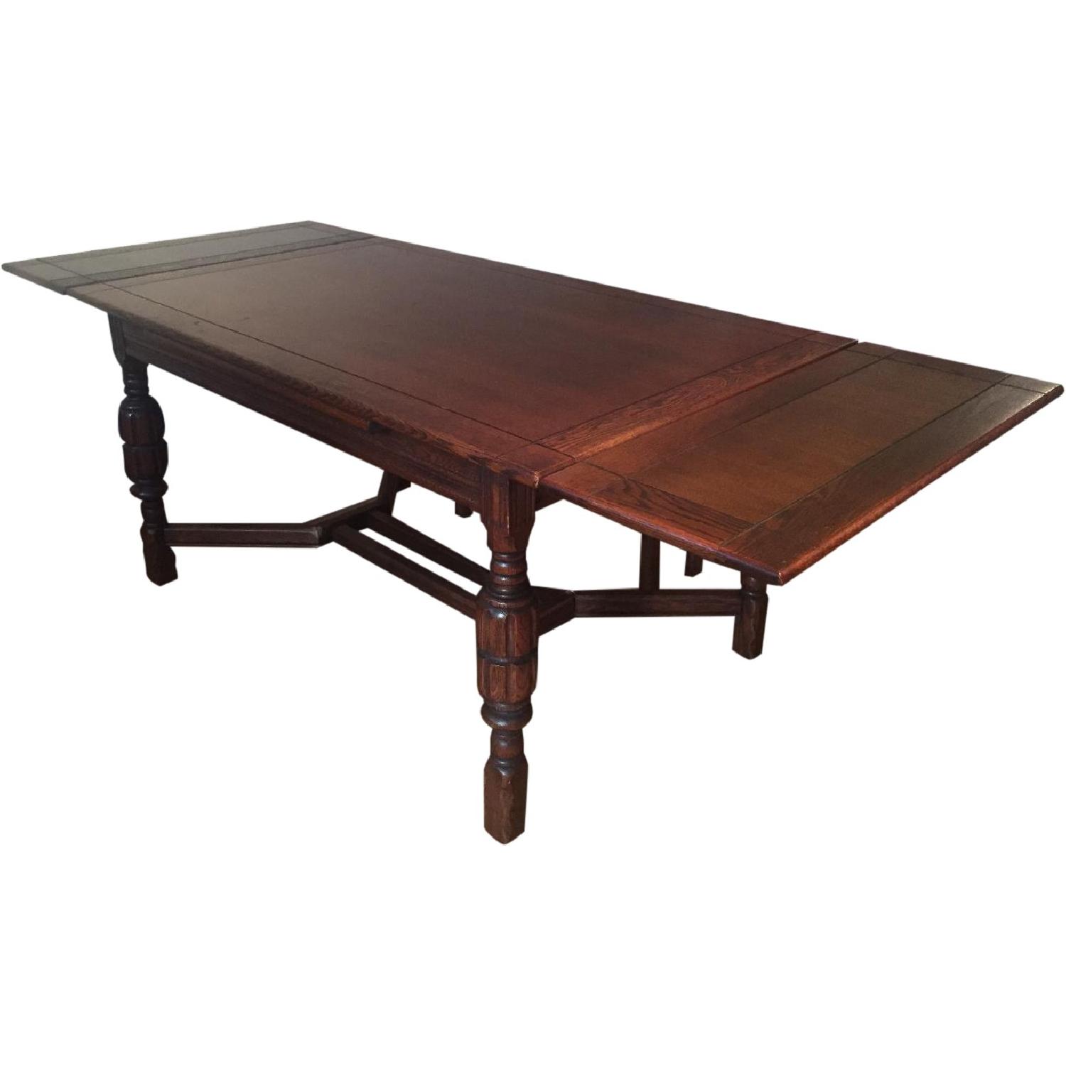 Antique Oak Dining Table with Leaves - AptDeco