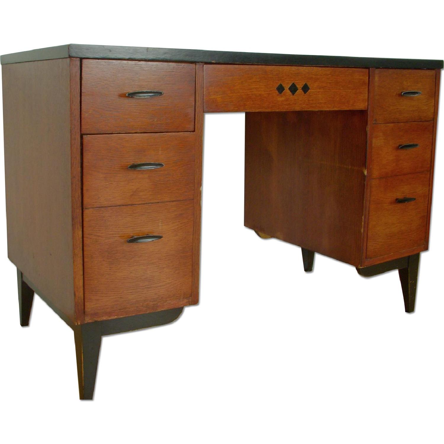 Lane Vintage-MCM Stemped Danish Modern Walnut Desk - AptDeco