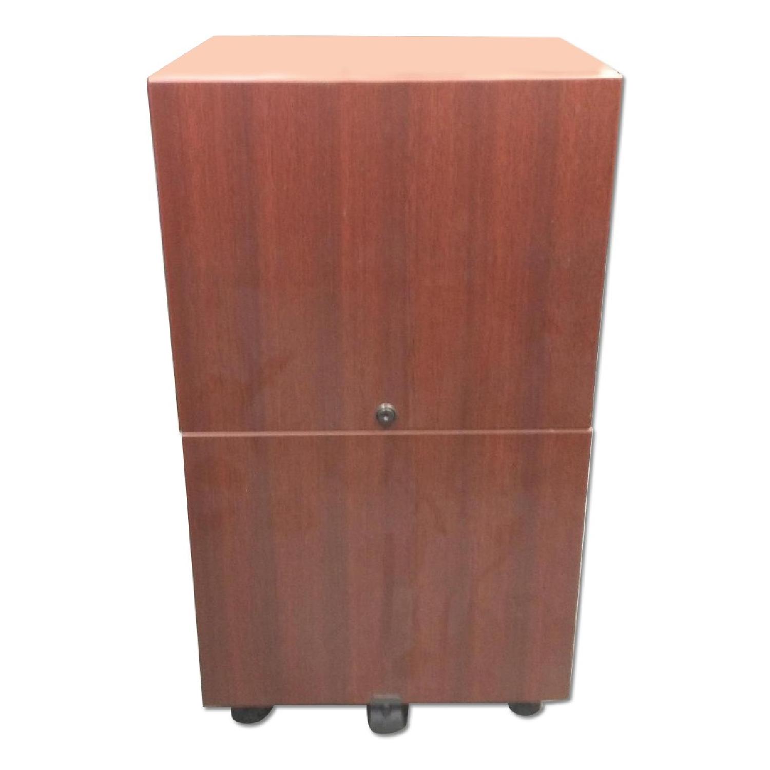 Small Cherry Wood File Cabinet - AptDeco