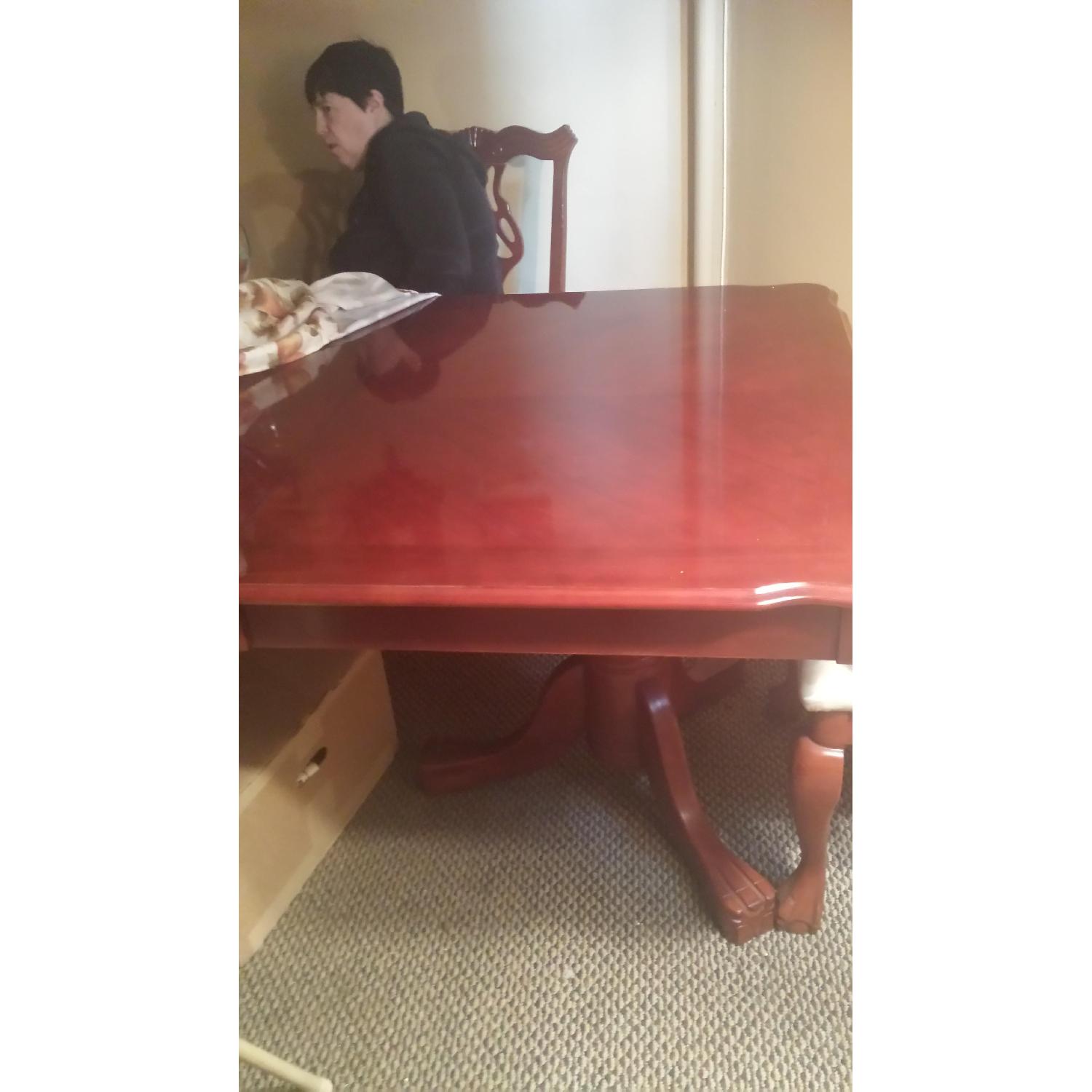 Solid Oak Cherry Wood 7 Piece Dining Set - AptDeco