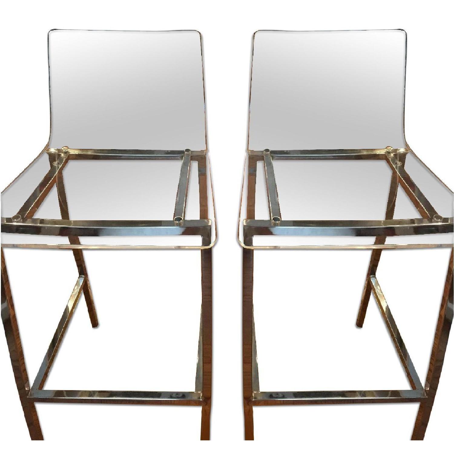 CB2 Vapor Acrylic Counter Height Dining Chairs - Pair - AptDeco