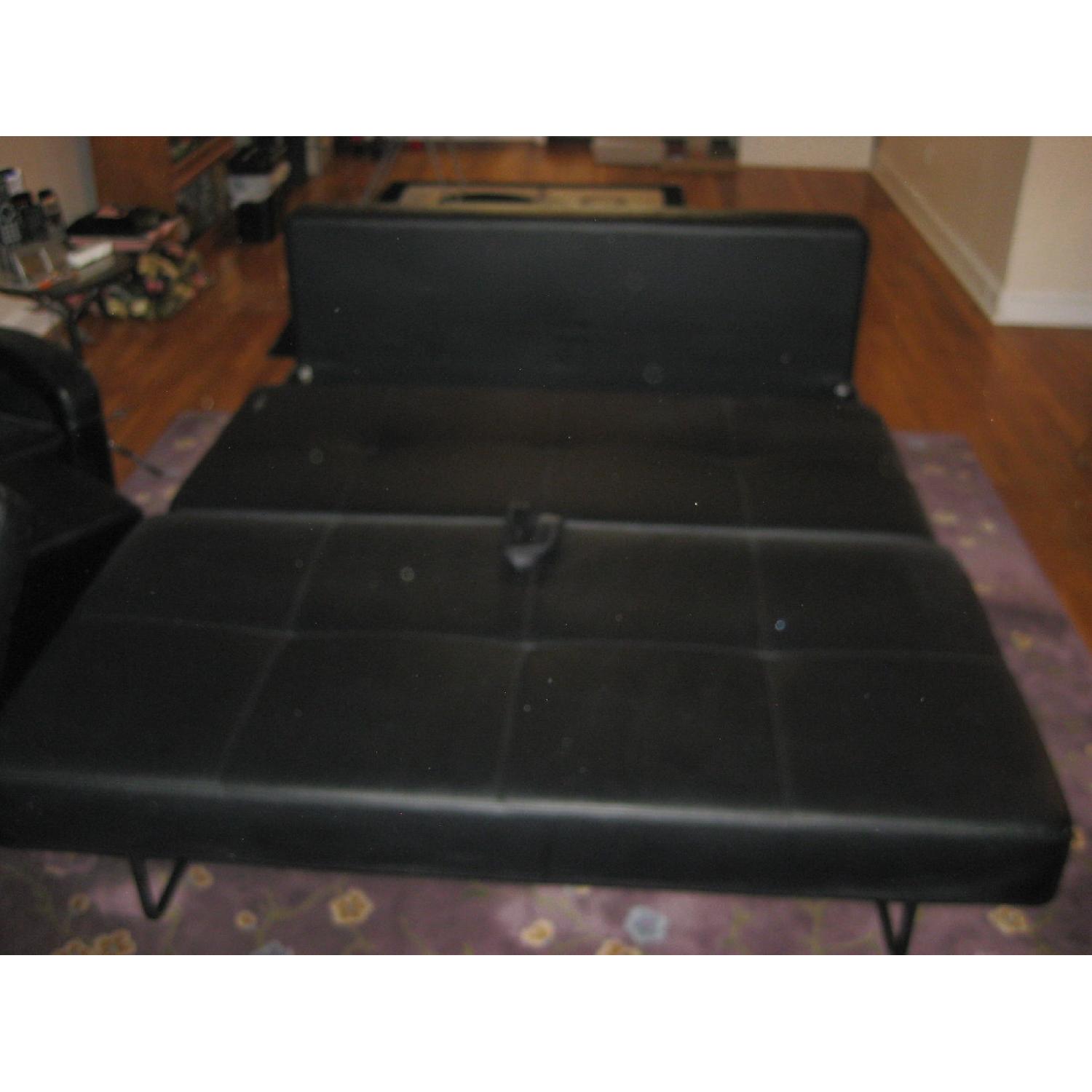 Black Leather Double Bed Sleeper Couch - AptDeco