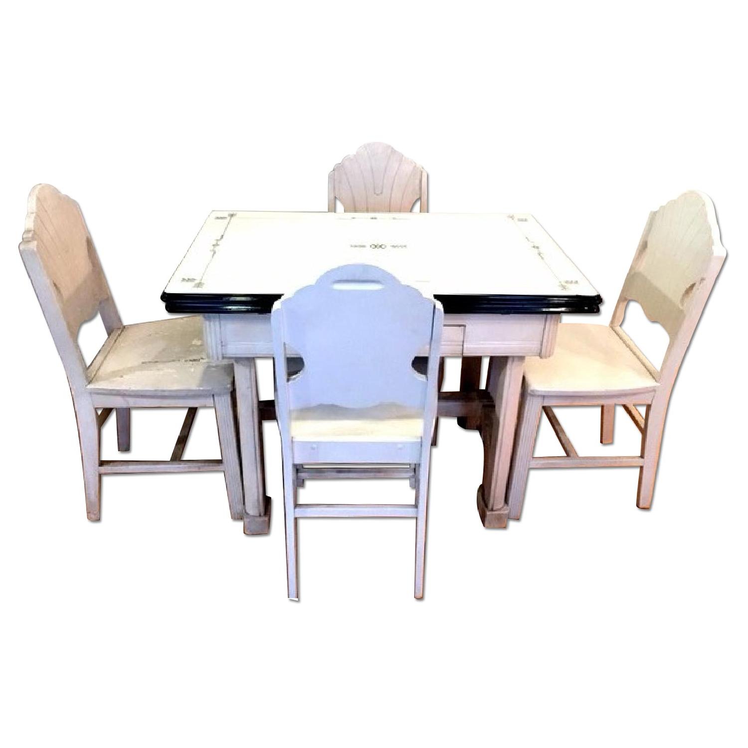 Vintage Enamel Dining Table w/ 4 Chairs - AptDeco