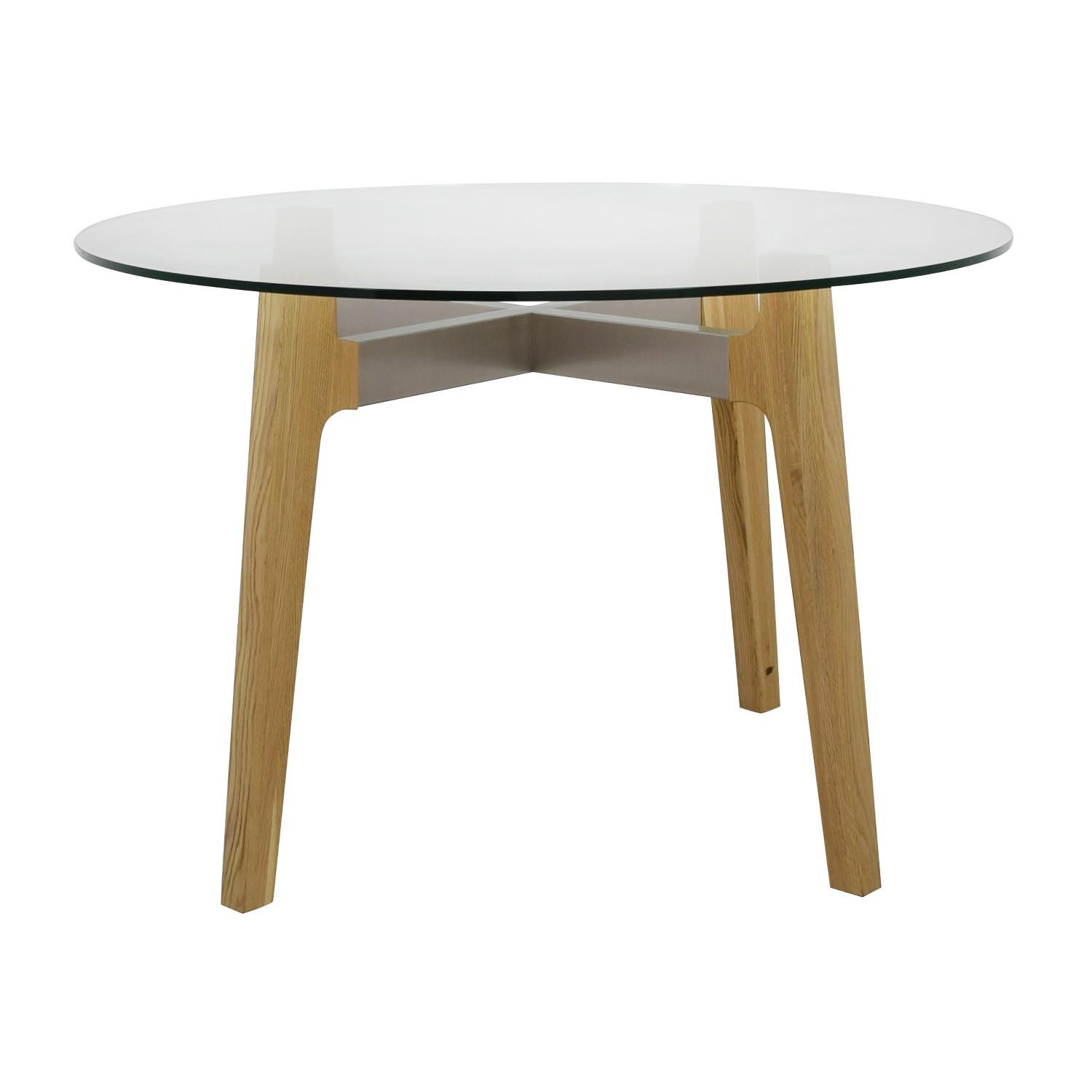 CB2 Round Dining Table w/ Glass Top - AptDeco