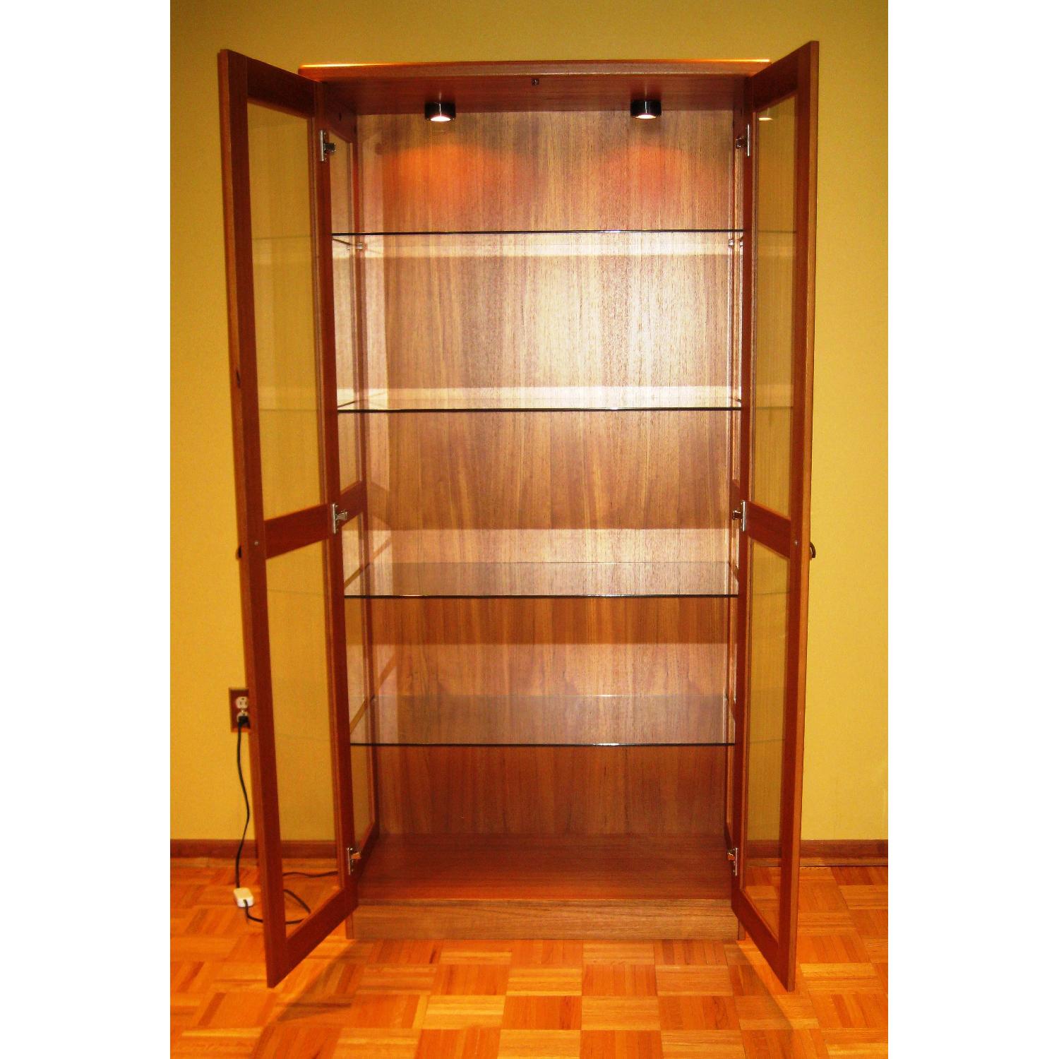 Scandinavian Designs Danish Modern Teak Veneer Display Cabinet - AptDeco