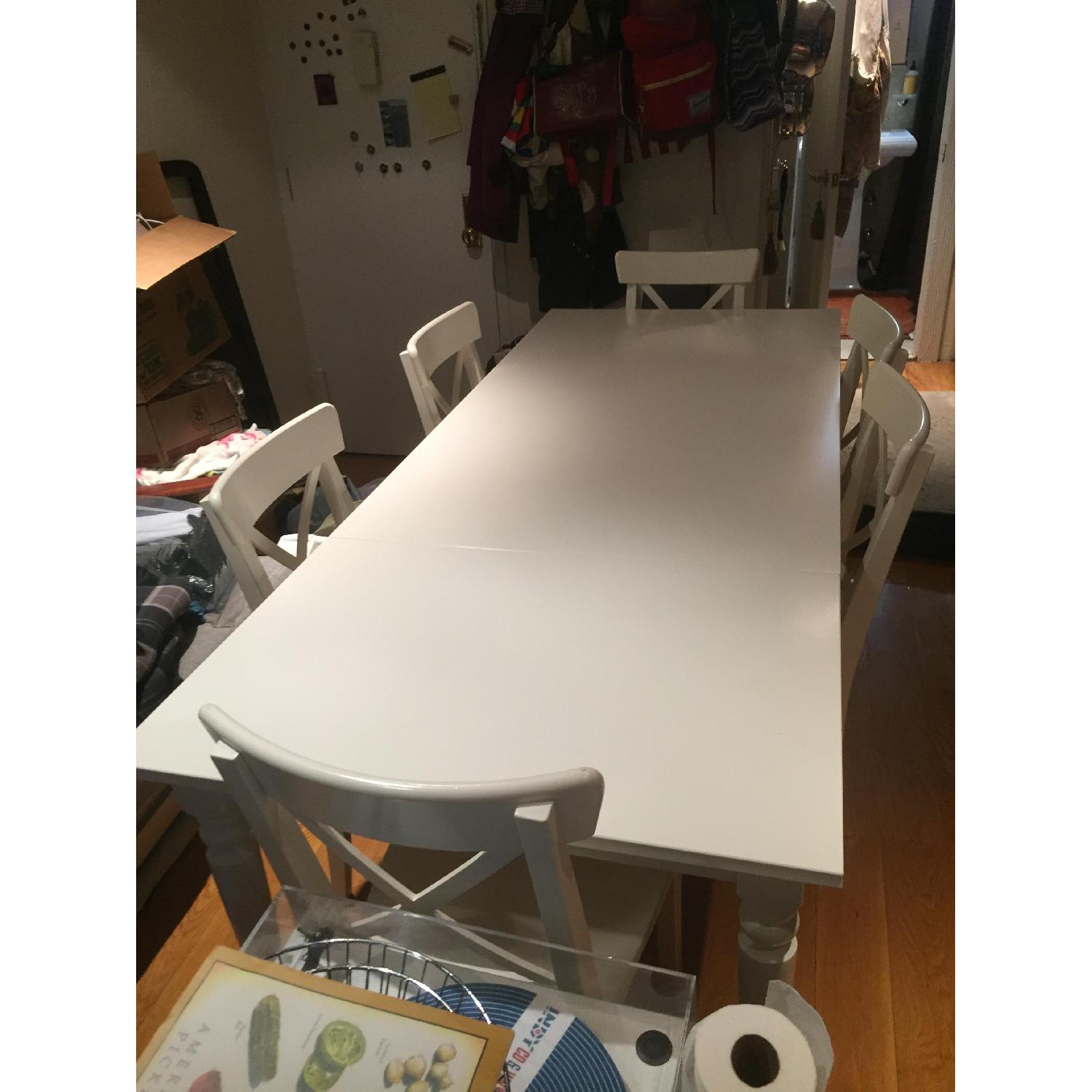 Ikea Ingatorp Extendable Dining Table w/ 6 Ingolf Chairs - AptDeco