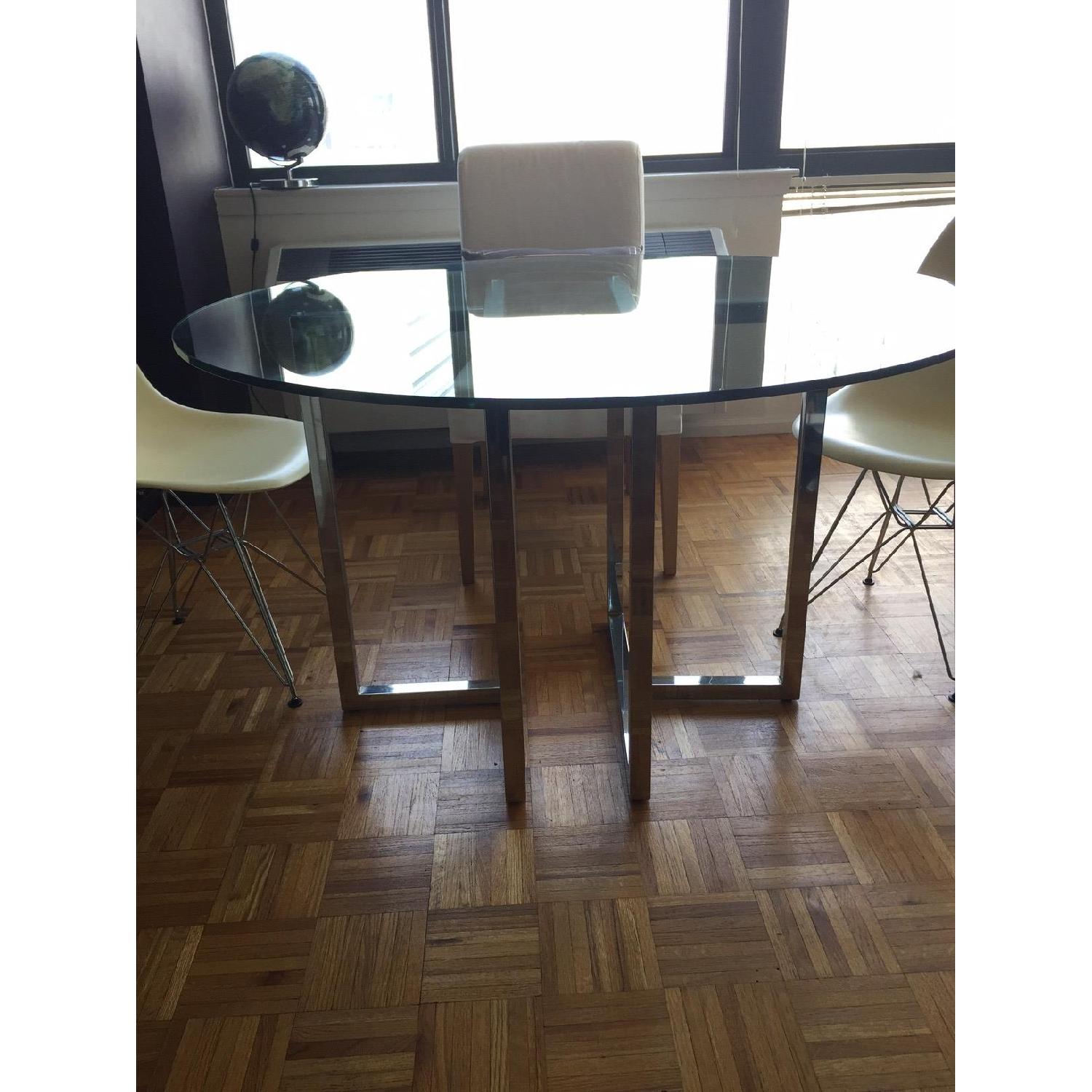 CB2 Silverado Chrome Glass Round Dining Table - AptDeco