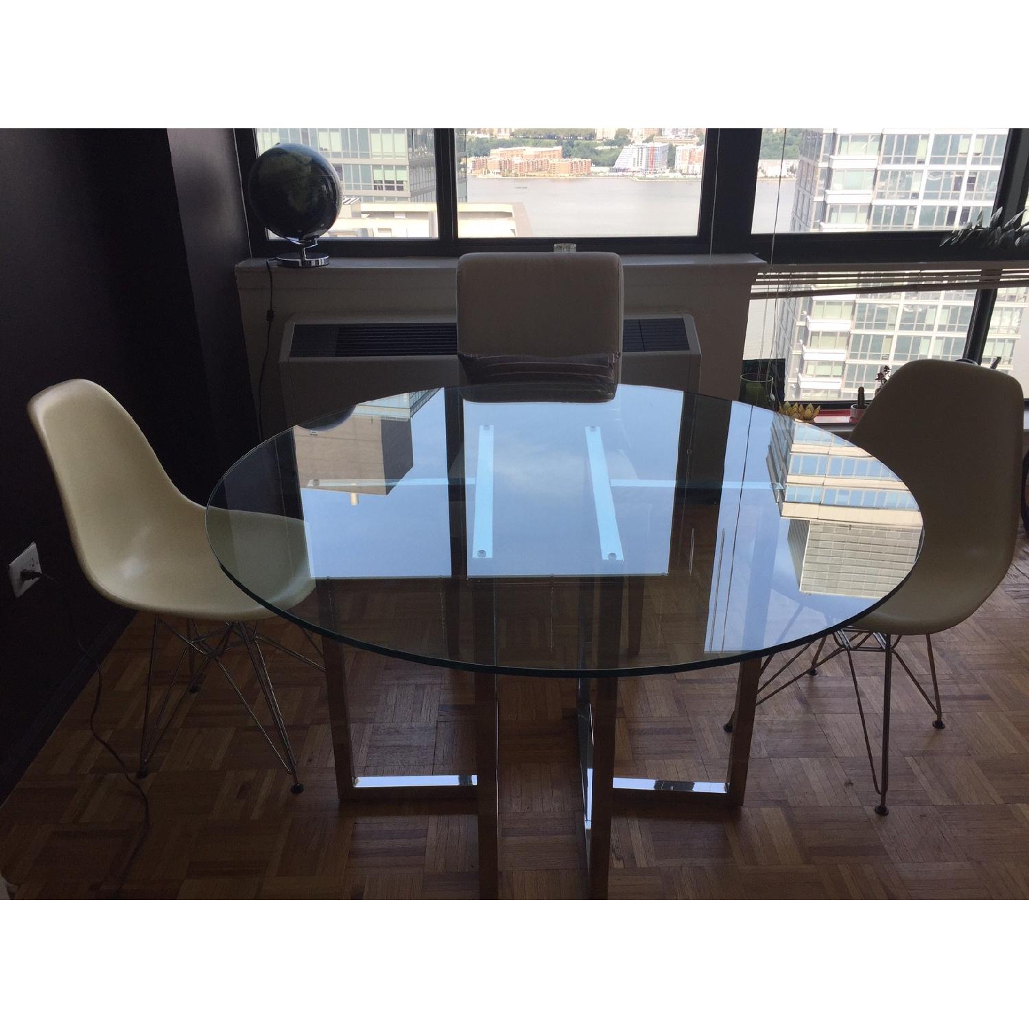 CB2 Silverado Chrome Glass Round Dining Table - AptDeco