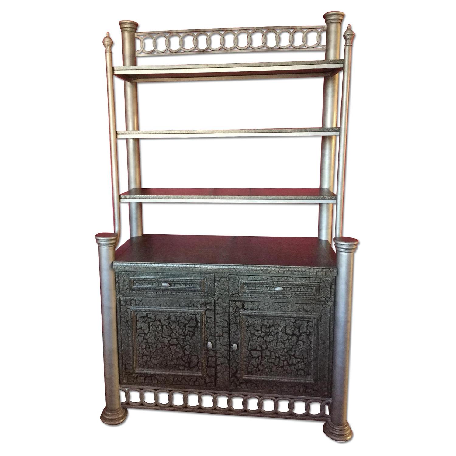 Pewter Metal Cabinet/Hutch - AptDeco