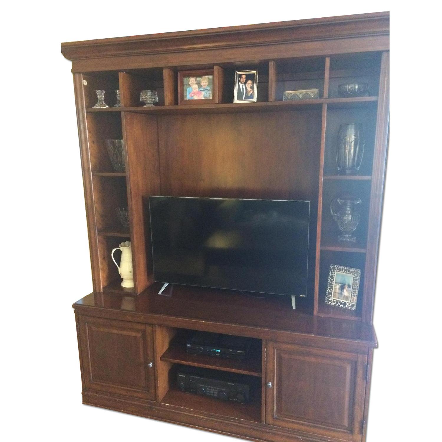 Solid Wood Entertainment Center - AptDeco
