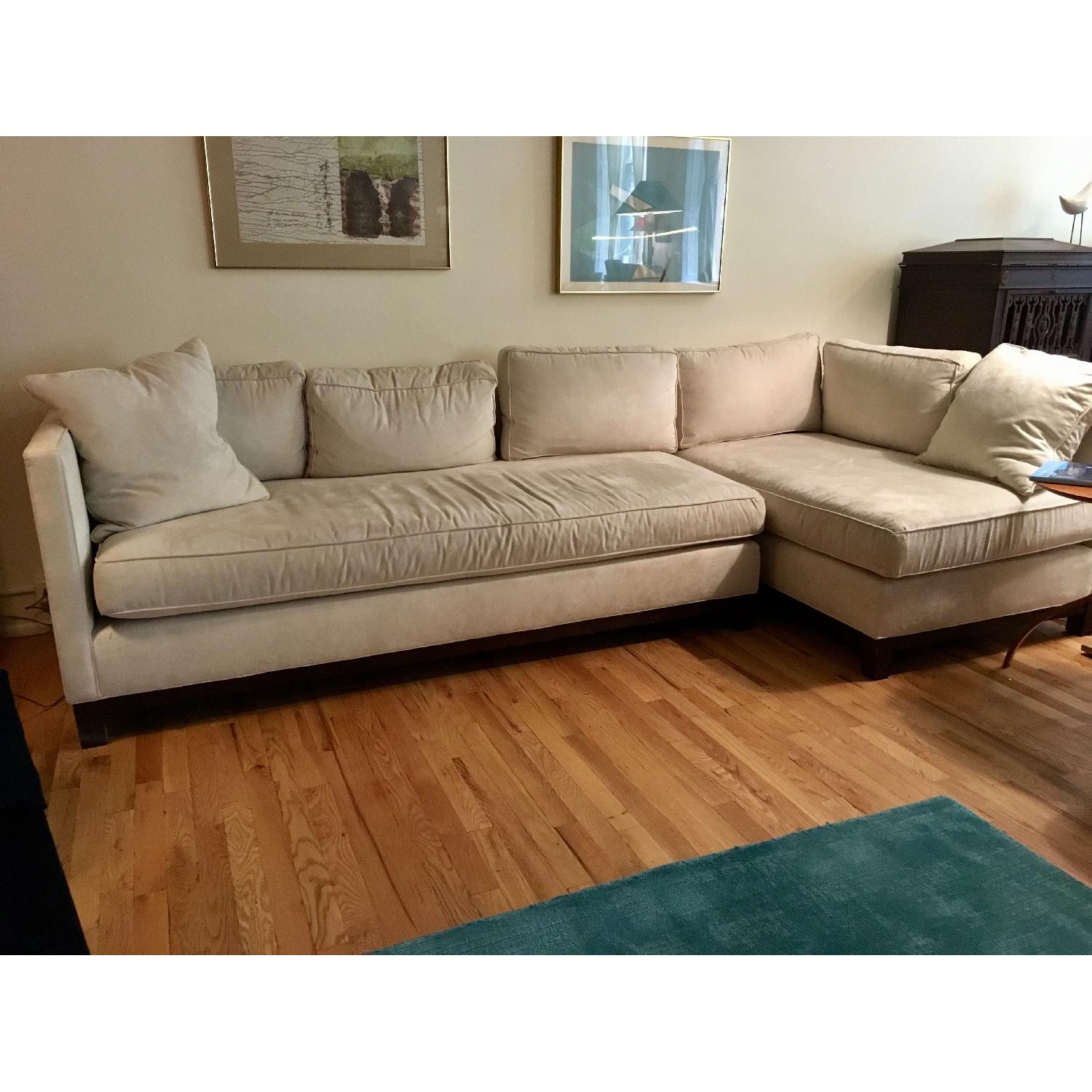 Mitchell Gold + Bob Williams Suede Sectional Sofa in Creamy White - AptDeco