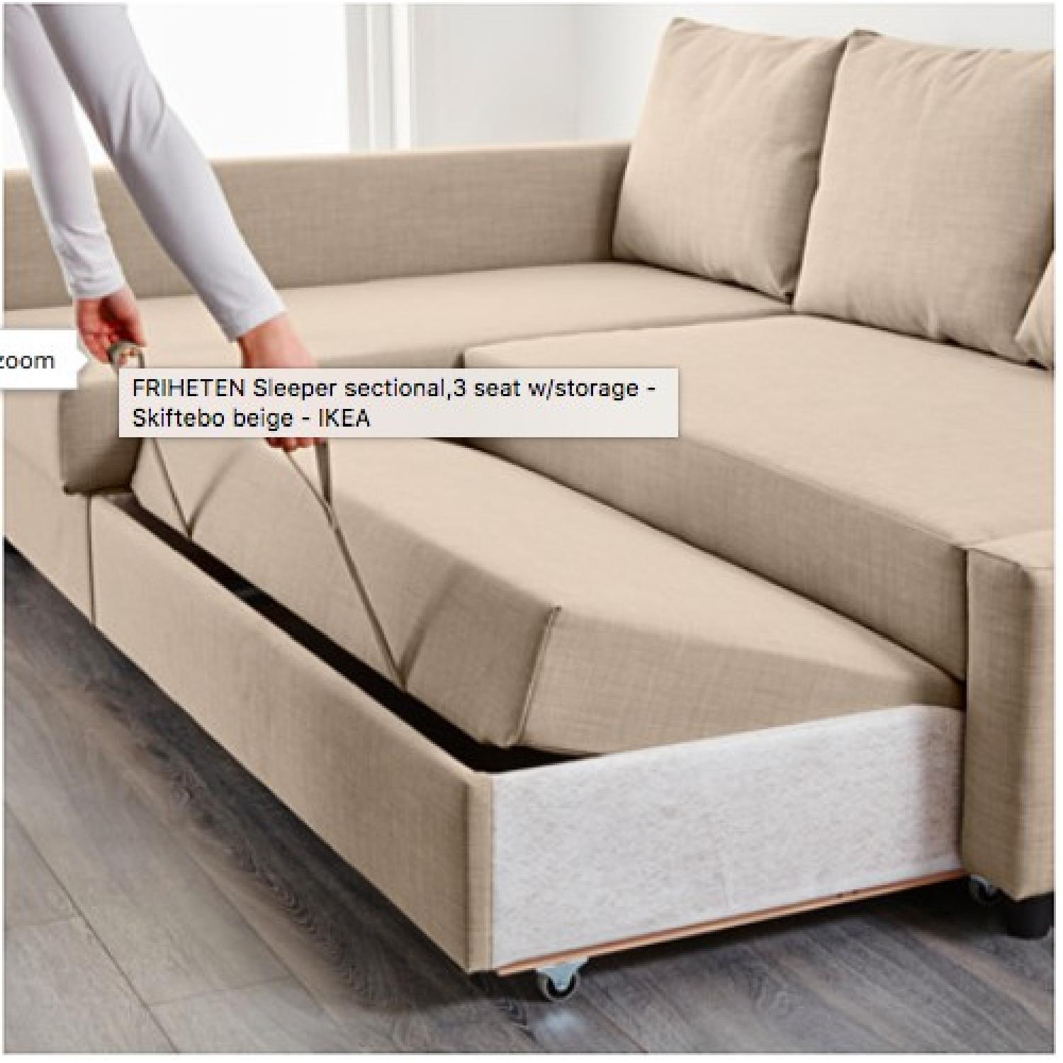 Ikea Friheten Beige Sleeper Sectional Sofa - AptDeco