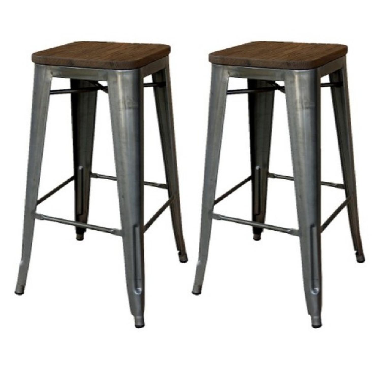 Target Titus Rustic Wood & Metal Pub Table w/ 2 Barstools - AptDeco
