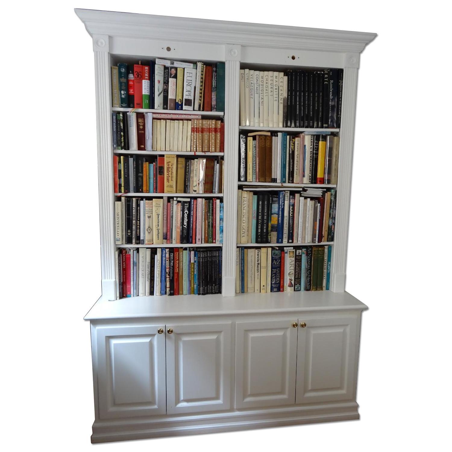 Custom Bookcase w/ Painted Finish and Sconces - AptDeco