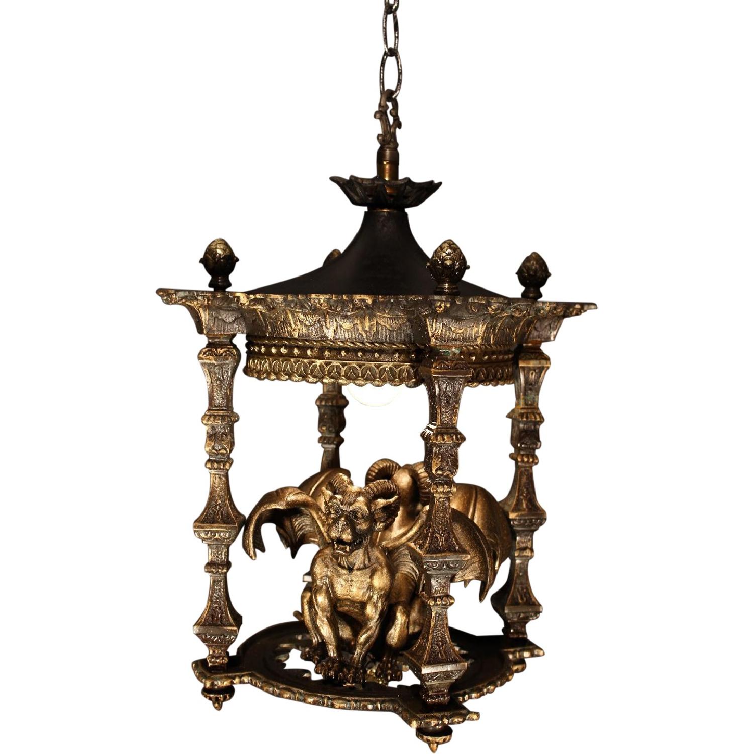Vintage Gothic Gargoyle Chandelier Light Fixture - AptDeco