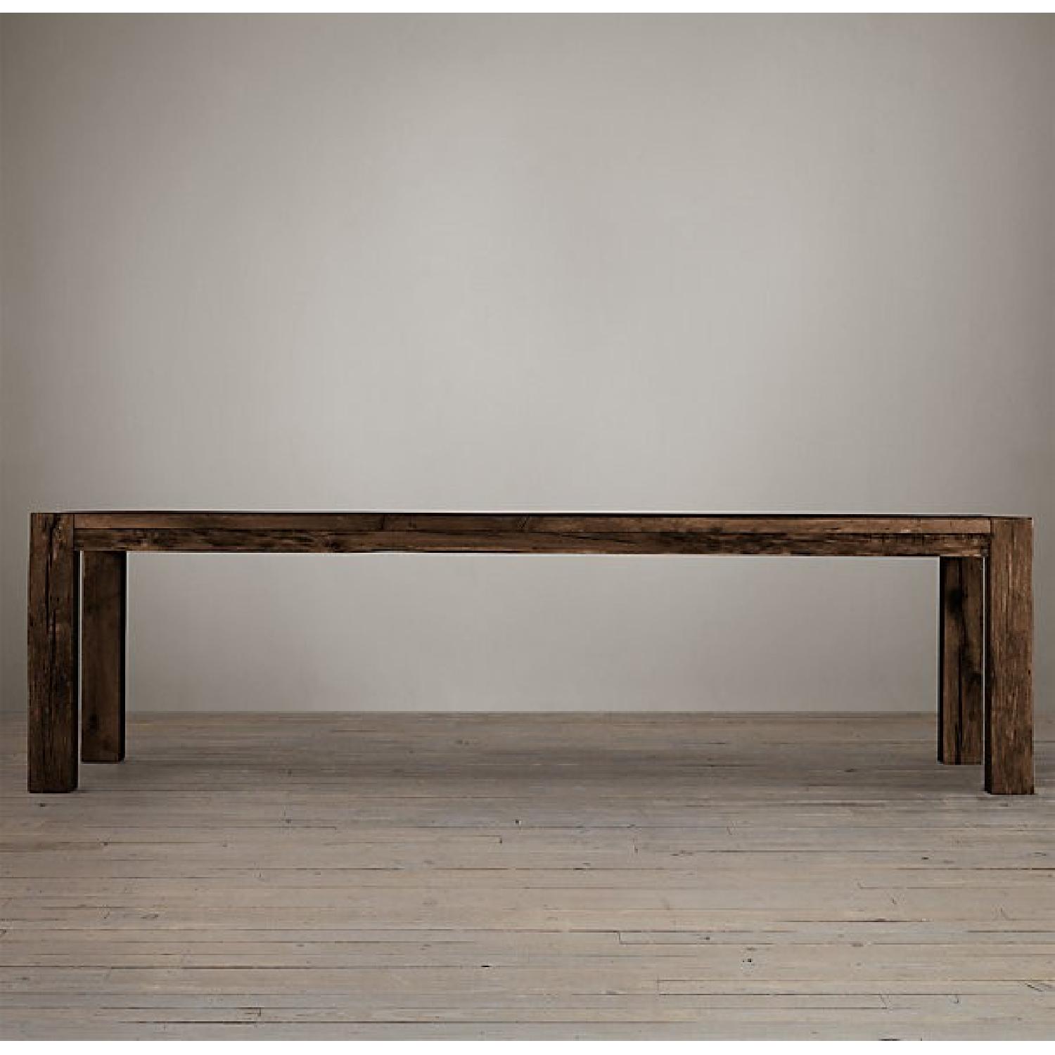Restoration Hardware Reclaimed Russian Oak Parsons Rectangular Dining Table w/ 6 Chairs - AptDeco