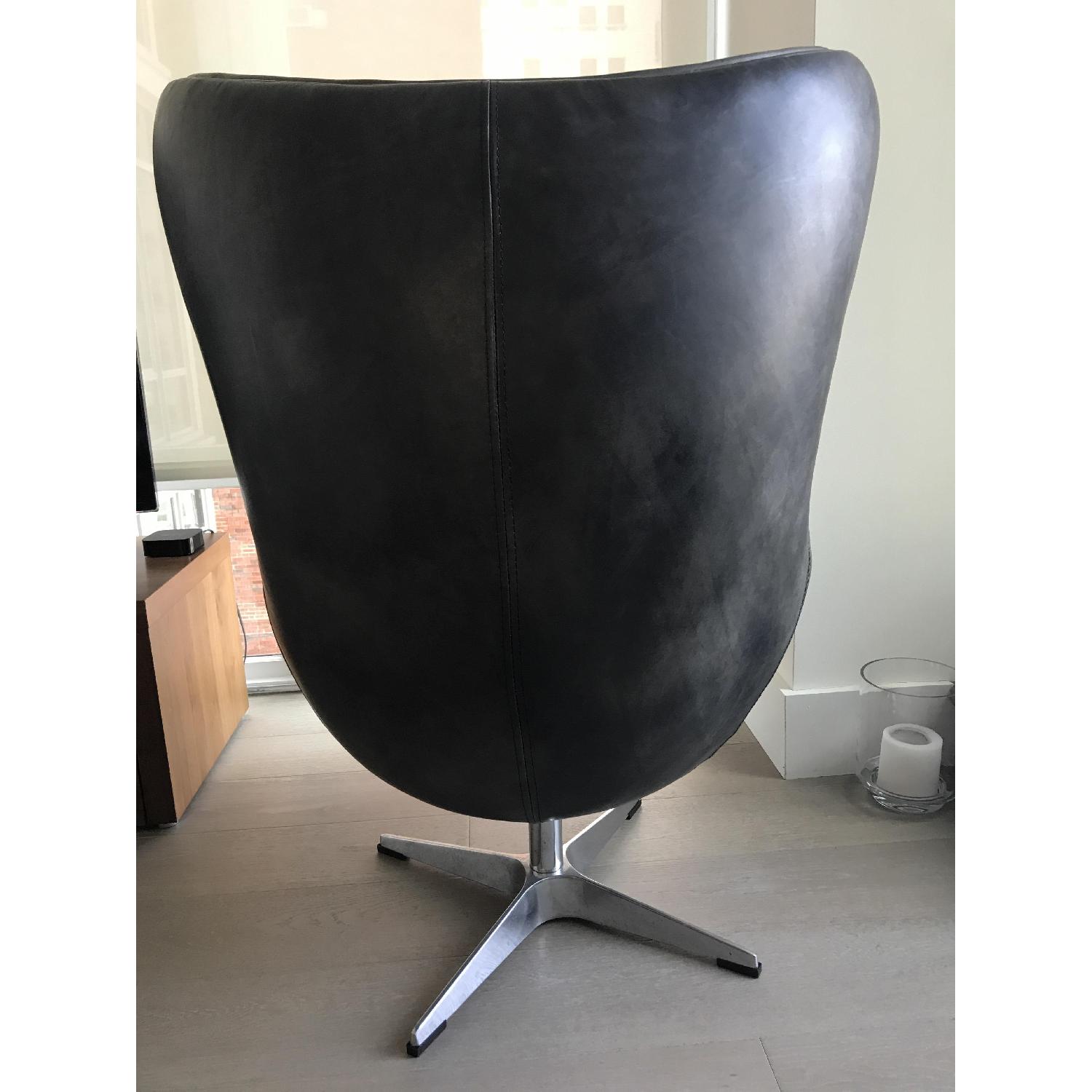 Restoration Hardware Leather Arne Jacobsen Egg Chair - AptDeco