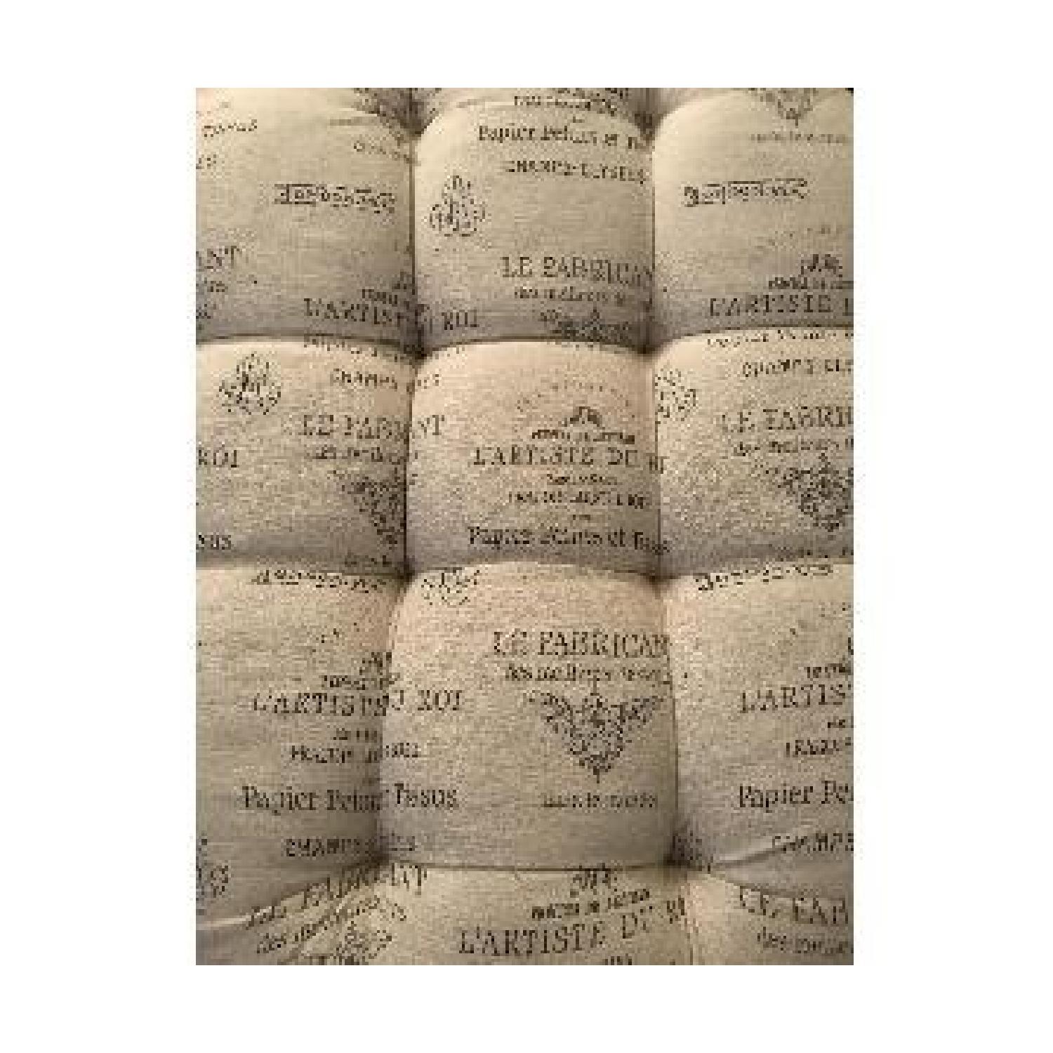 Tufted Ottoman w/ French Script - AptDeco