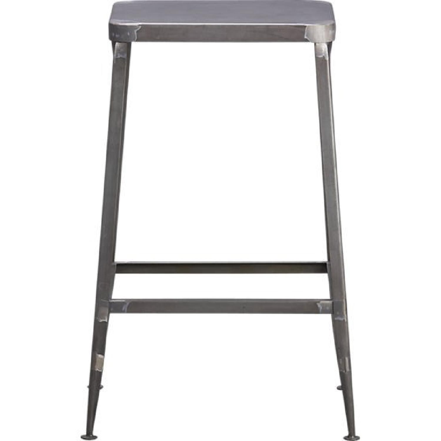 CB2 Flint Steel Counter Stools - Pair - AptDeco