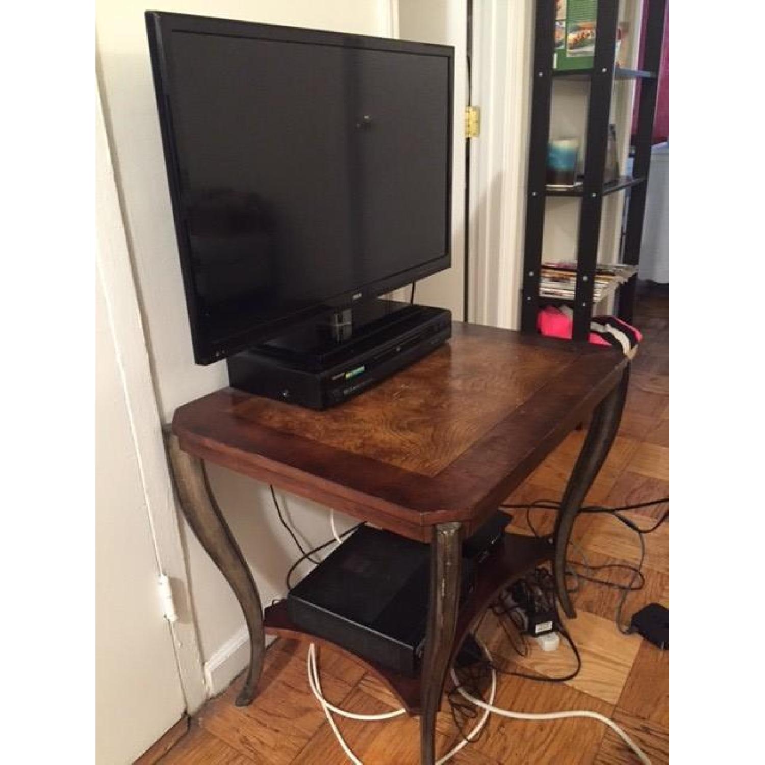 Dark & Light Wood Square TV Table - AptDeco