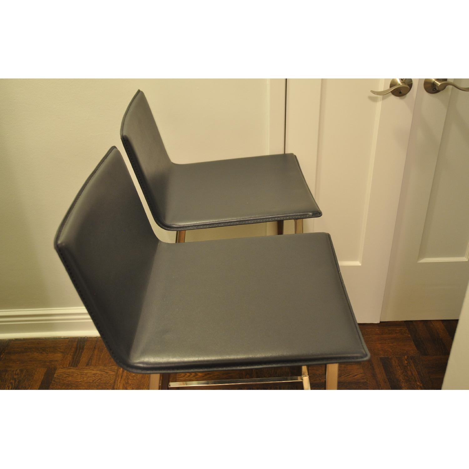 CB2 Phoenix Carbon Grey Bar Stools - Pair - AptDeco