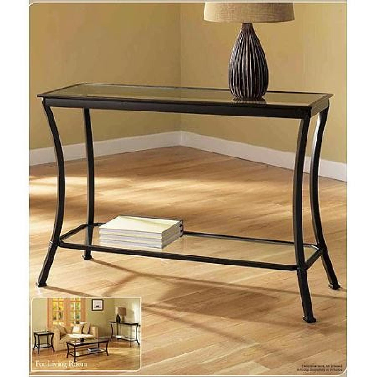 Glass and Metal Console Table - AptDeco