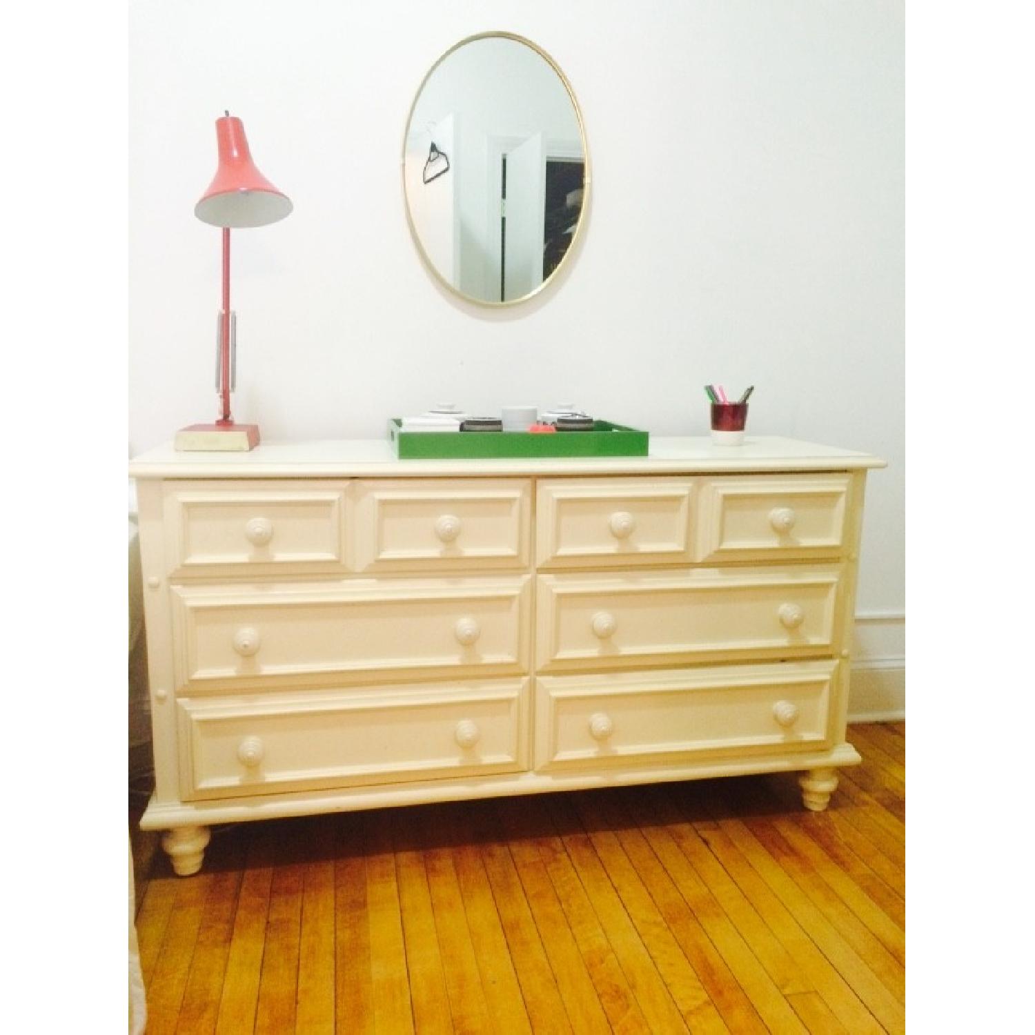 Ivory Wood 6-Drawer Dresser - AptDeco